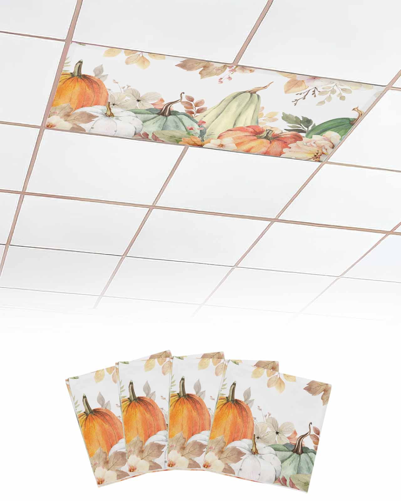 Fluorescent Light Covers for Ceiling Lights 4 Pack, Orange Green Fall ...