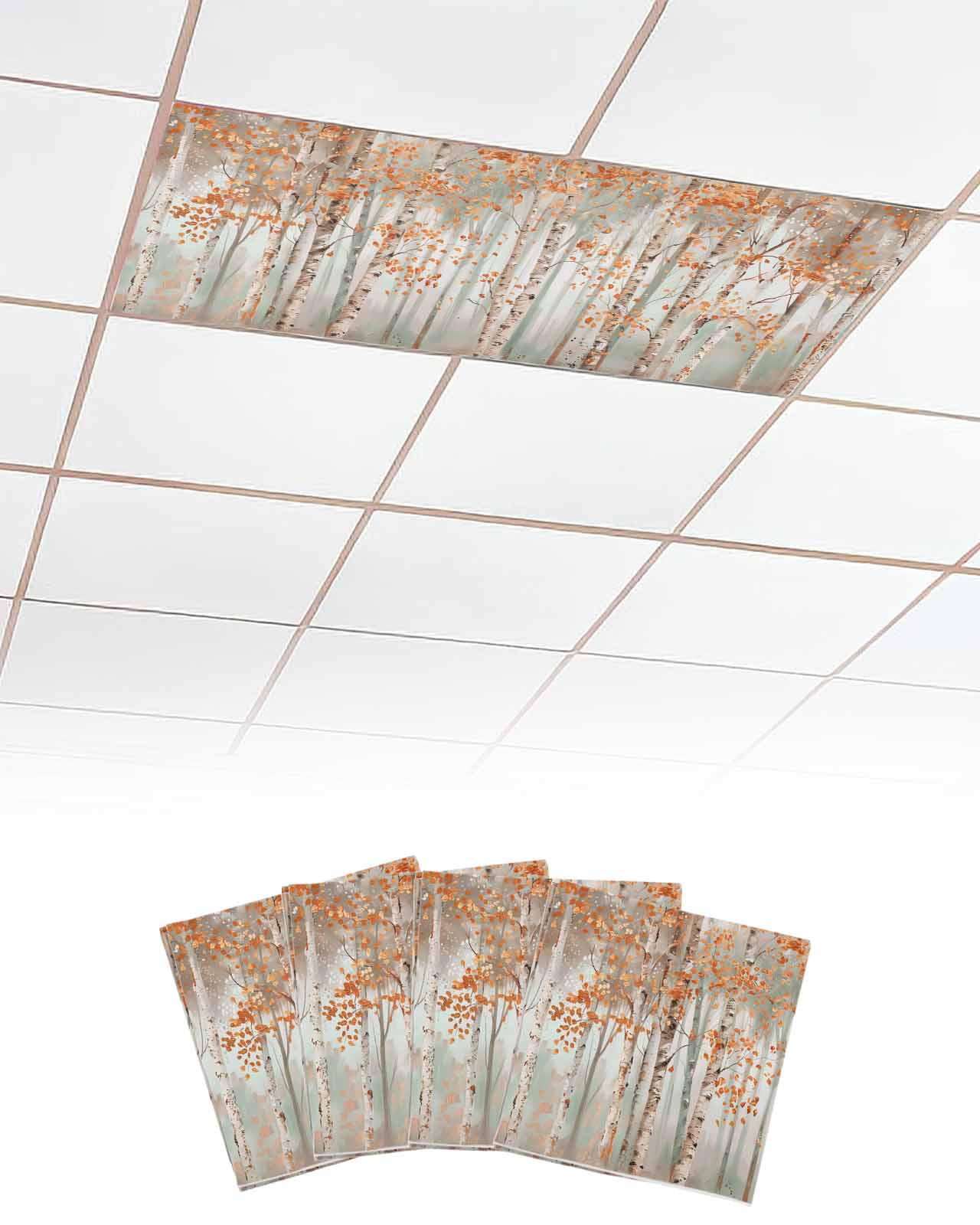 Fluorescent Light Covers for Ceiling Lights 4 Pack, Orange Grey Forest ...