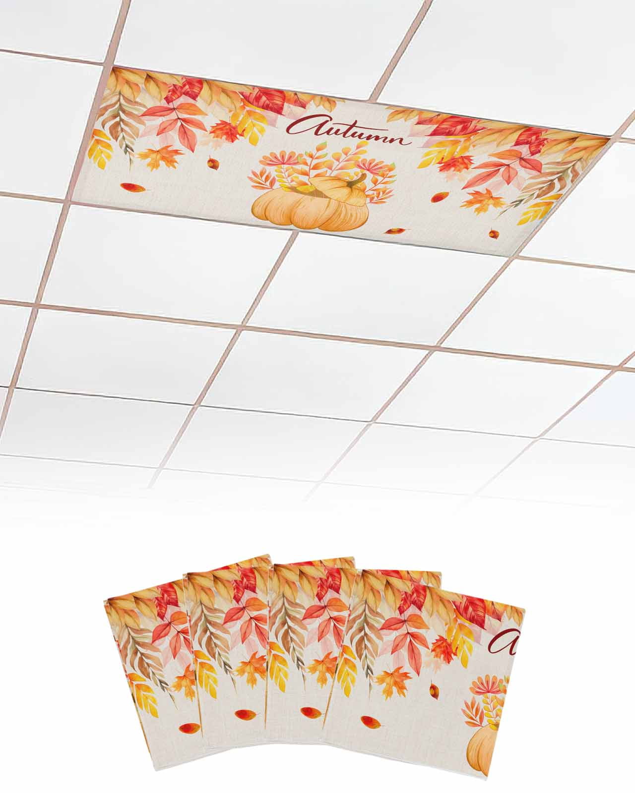 Fluorescent Light Covers for Ceiling Lights 4 Pack, Orange Pumpkins ...