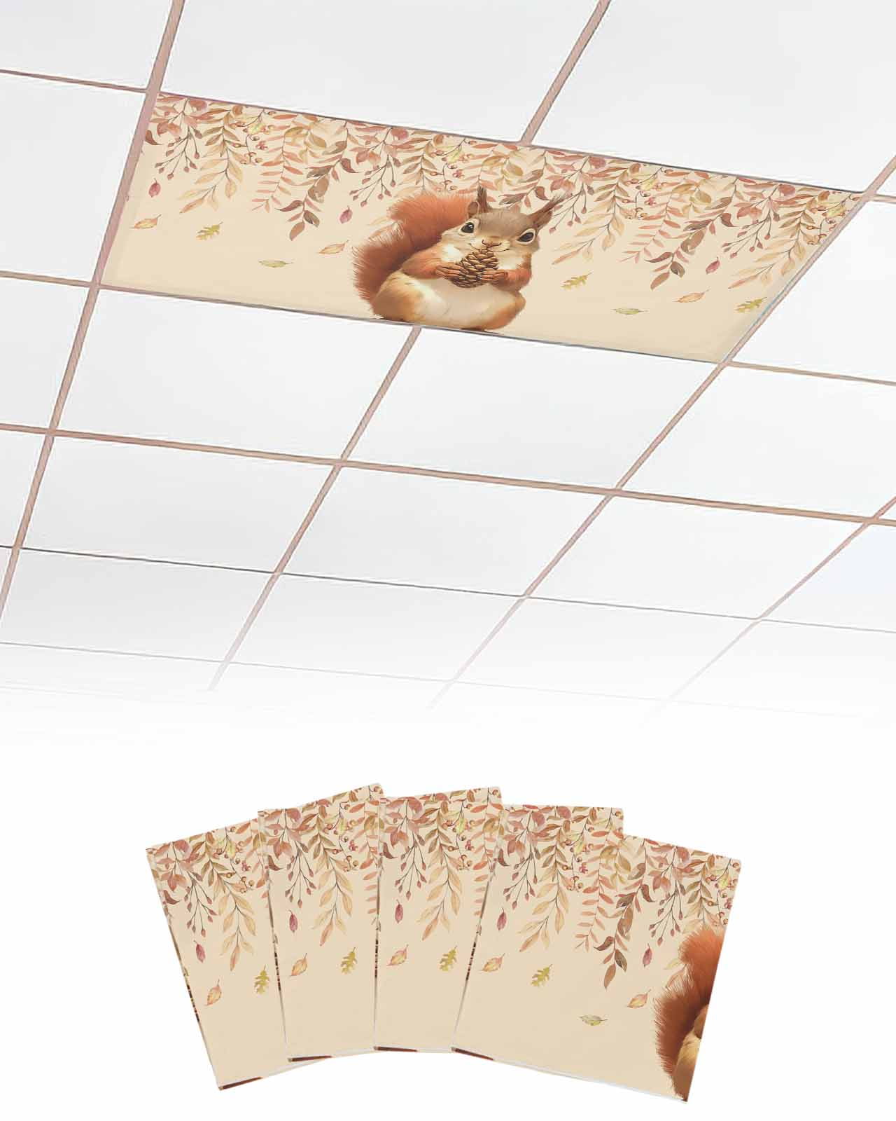 Fluorescent Light Covers for Ceiling Lights 4 Pack, Orange Squirrel ...