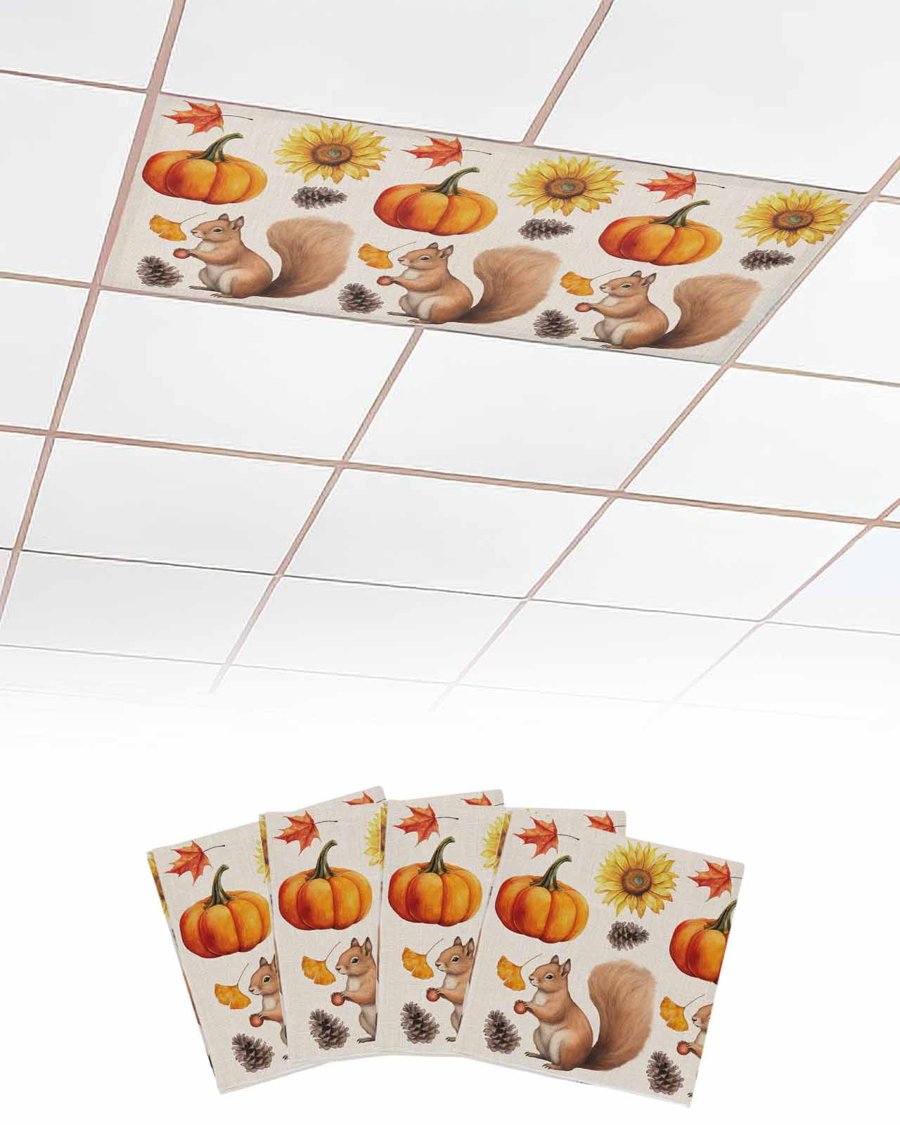 Fluorescent Light Covers for Ceiling Lights 4 Pack, Orange Squirrel ...