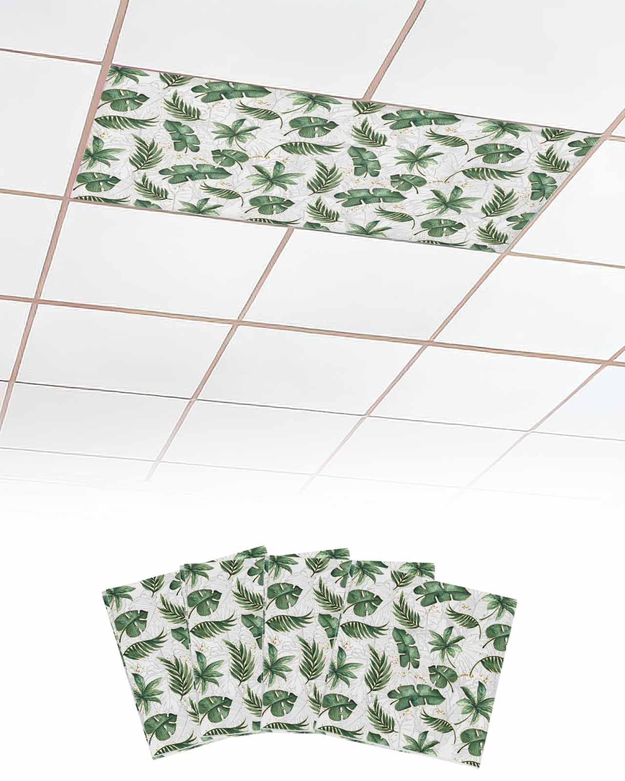 Fluorescent Light Covers for Ceiling Lights 4 Pack, Palm Leaves ...