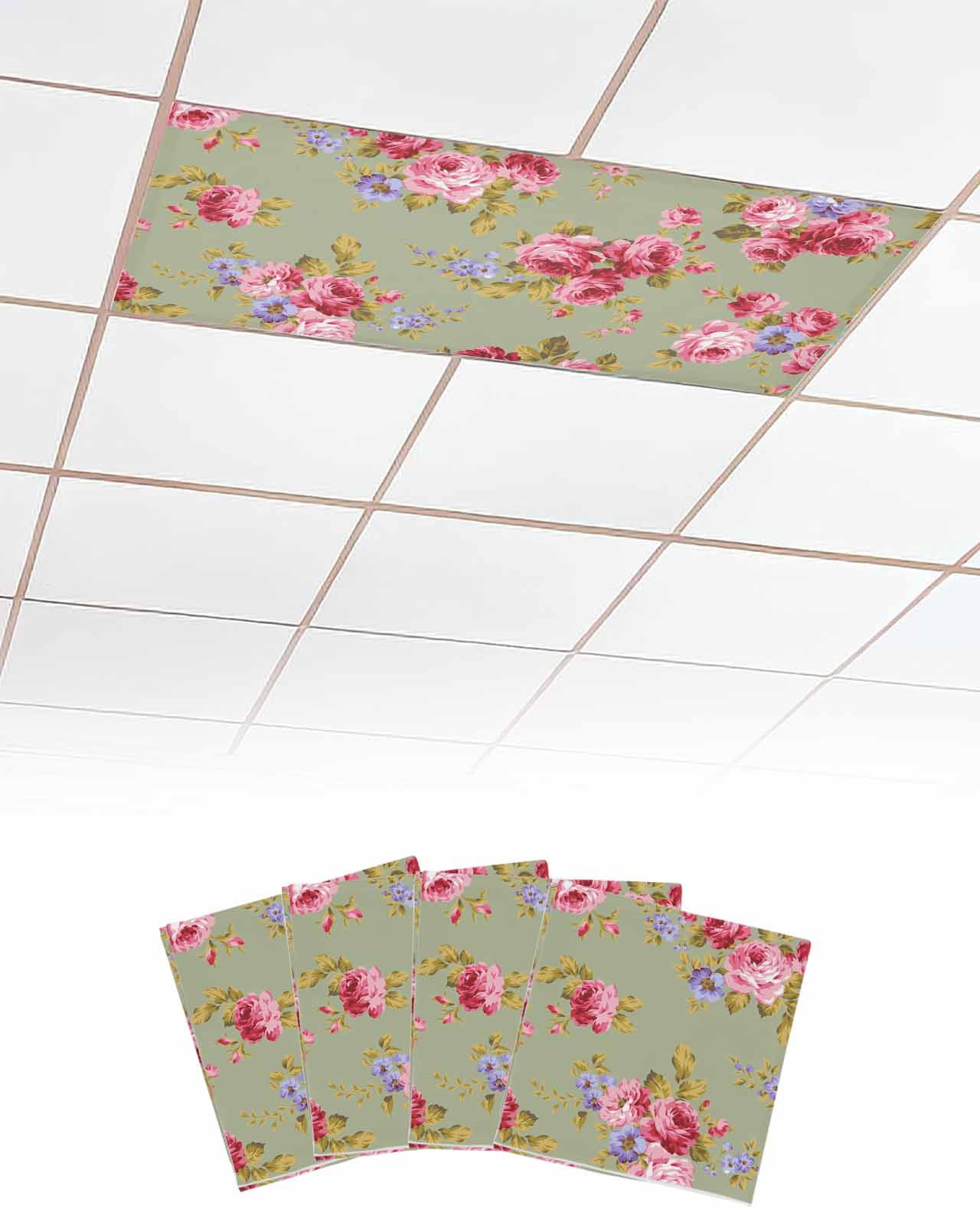 Fluorescent Light Covers for Ceiling Lights 4 Pack, Pink Purple Spring ...