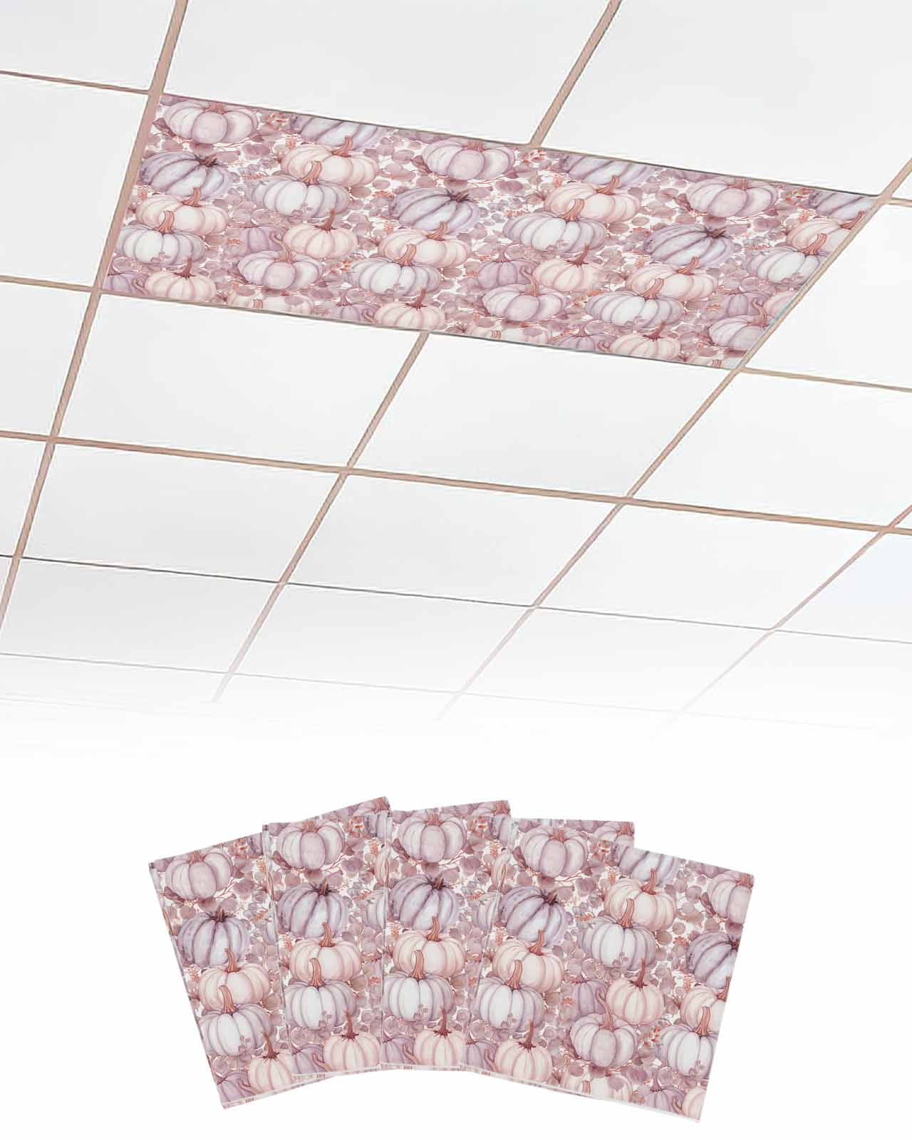 Fluorescent Light Covers for Ceiling Lights 4 Pack, Pink White Pumpkins ...
