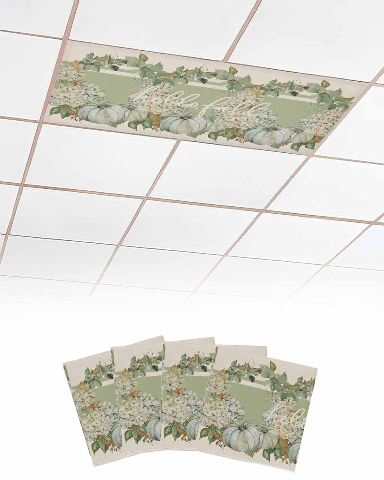 Fluorescent Light Covers for Ceiling Lights 4 Pack, Sage Green Fall ...