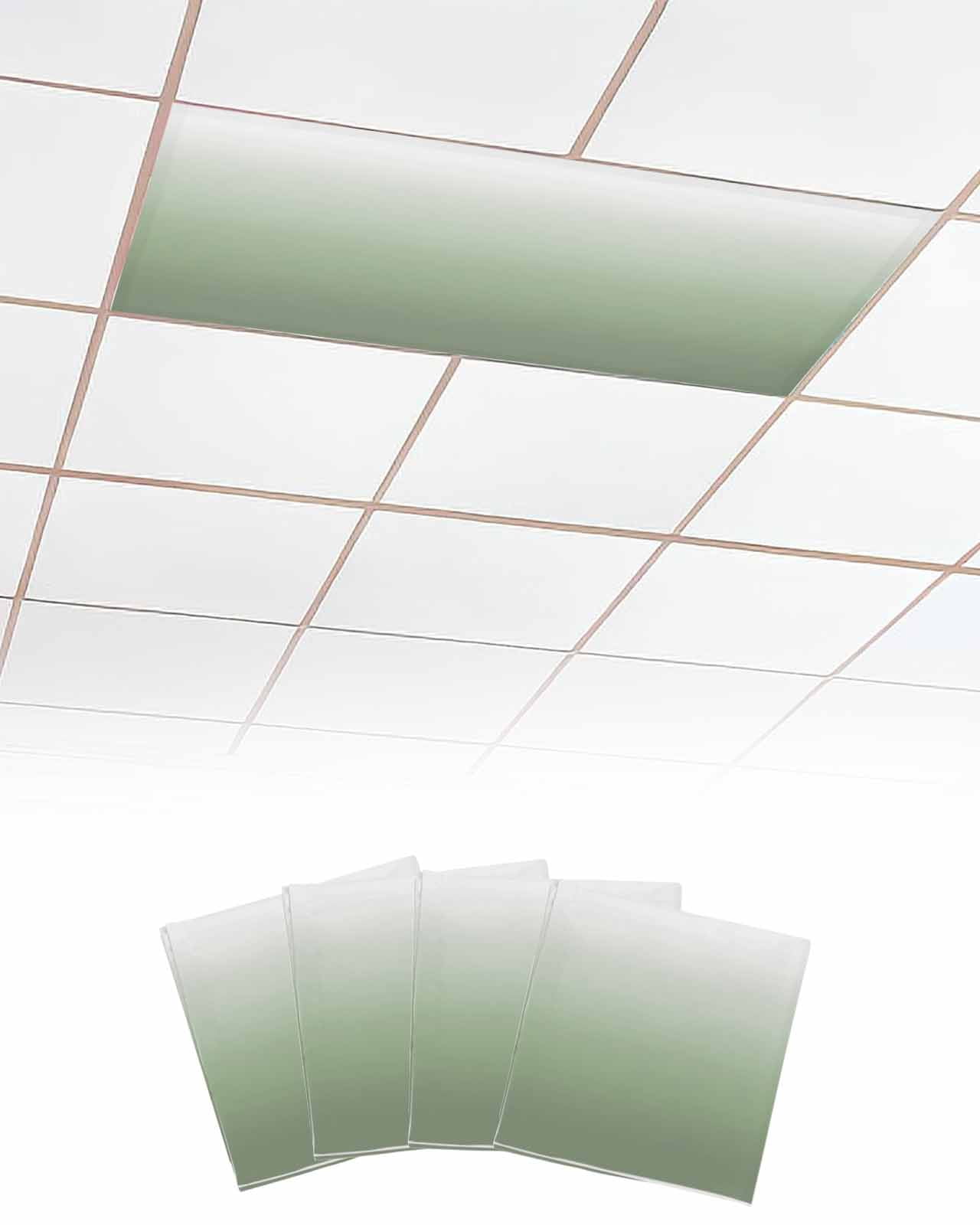 Fluorescent Light Covers for Ceiling Lights 4 Pack, Sage Green Ombre ...