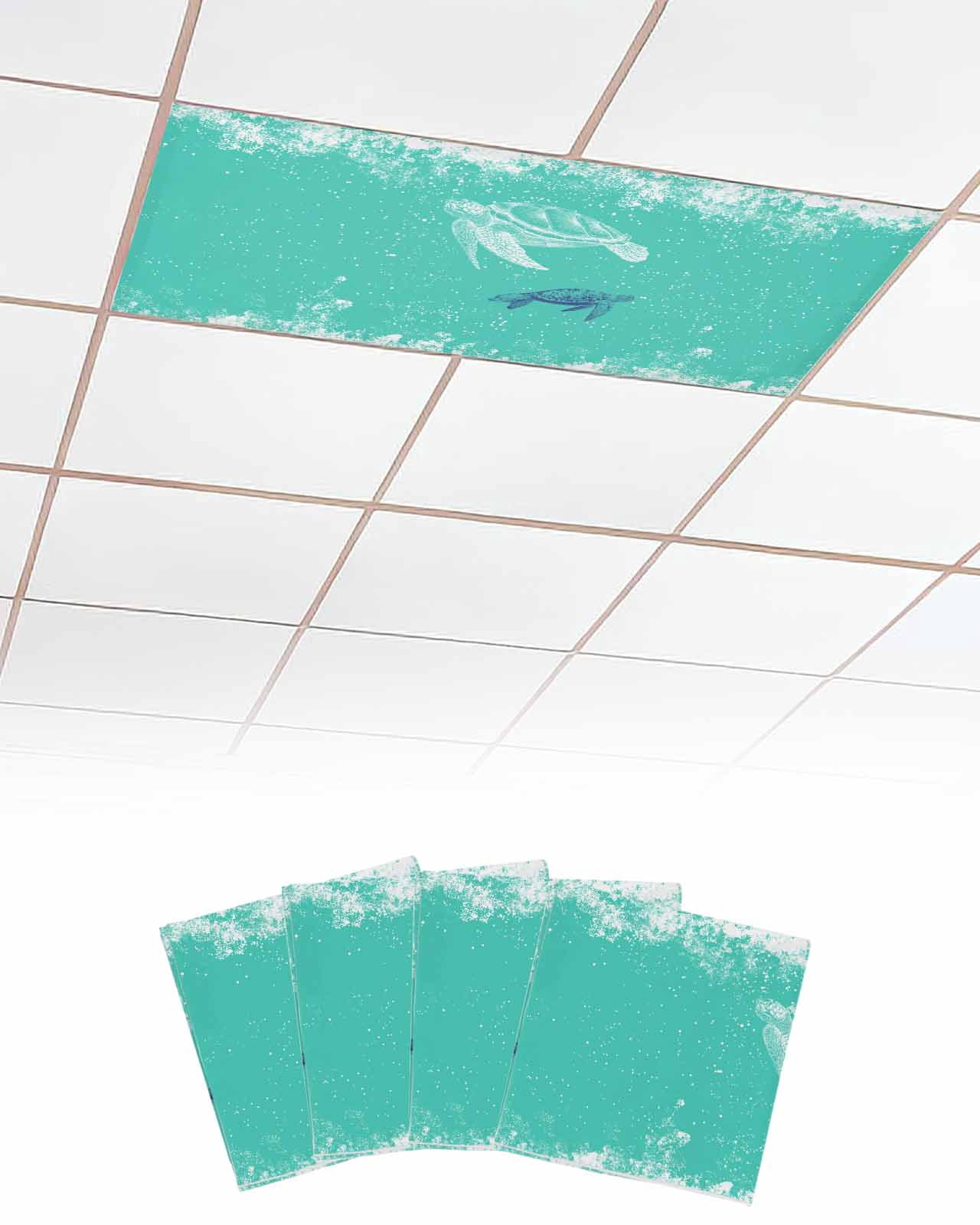 Fluorescent Light Covers for Ceiling Lights 4 Pack, Sea Turtle Magnetic ...