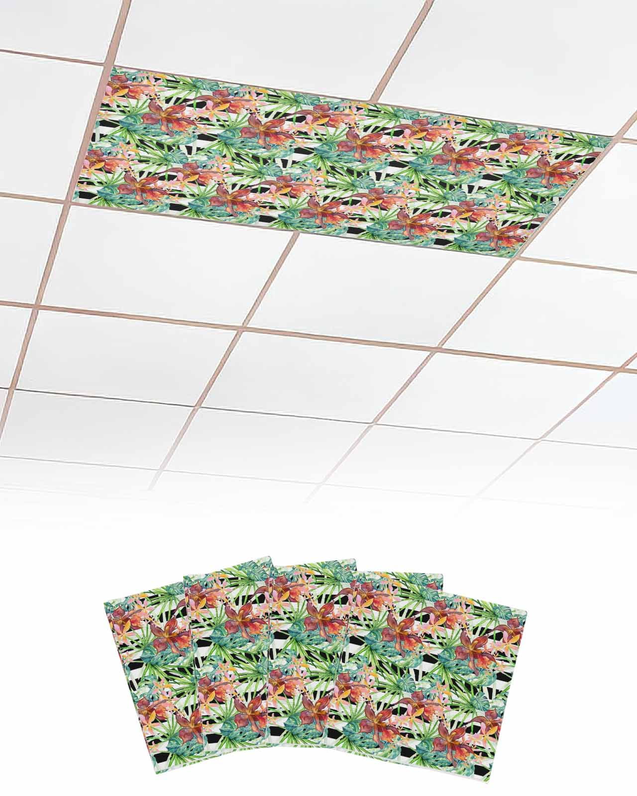 Fluorescent Light Covers for Ceiling Lights 4 Pack, Summer Botanical ...