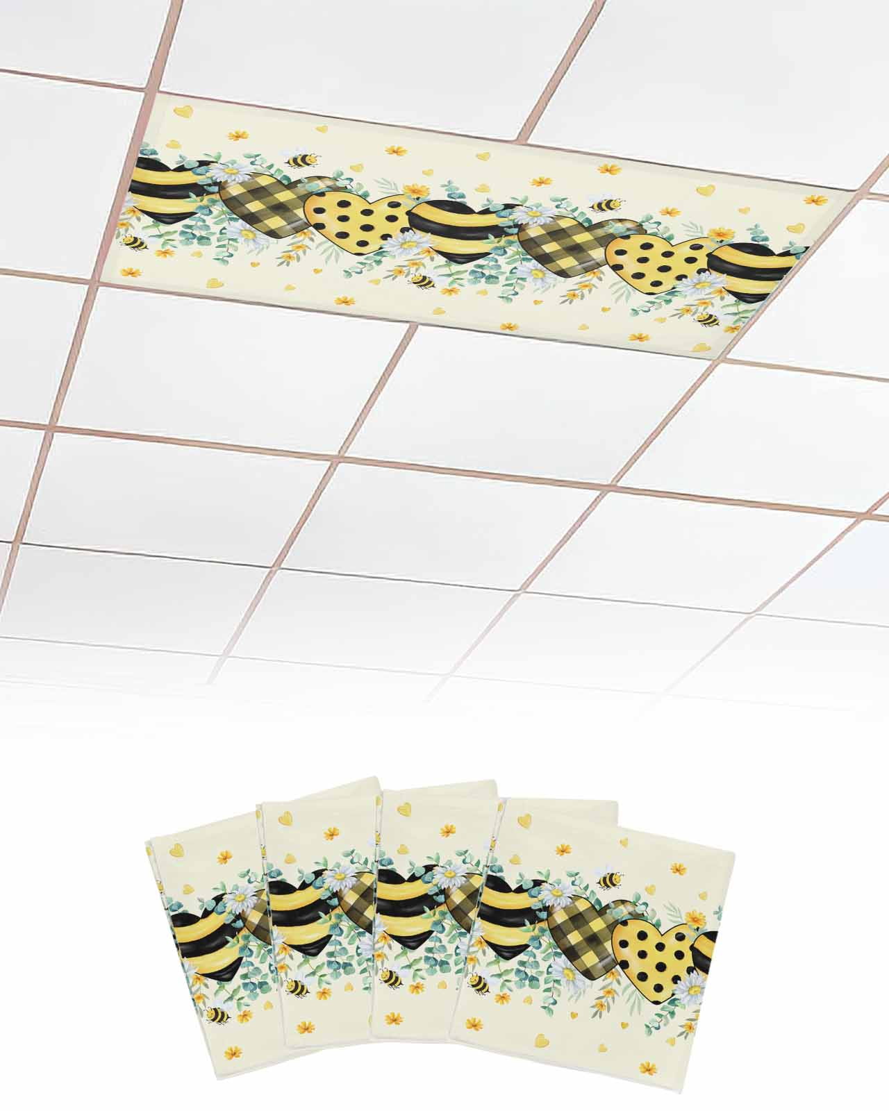 Fluorescent Light Covers for Ceiling Lights 4 Pack,Summer Yellow Love ...