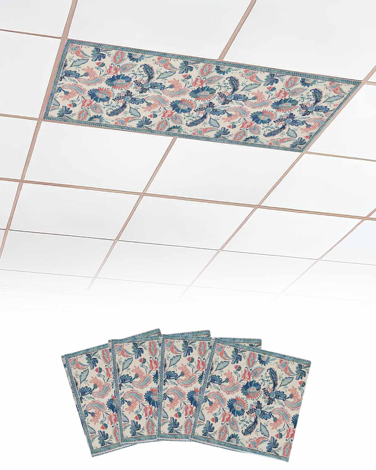 Fluorescent Light Covers for Ceiling Lights 4 Pack, Teal Blue Red ...