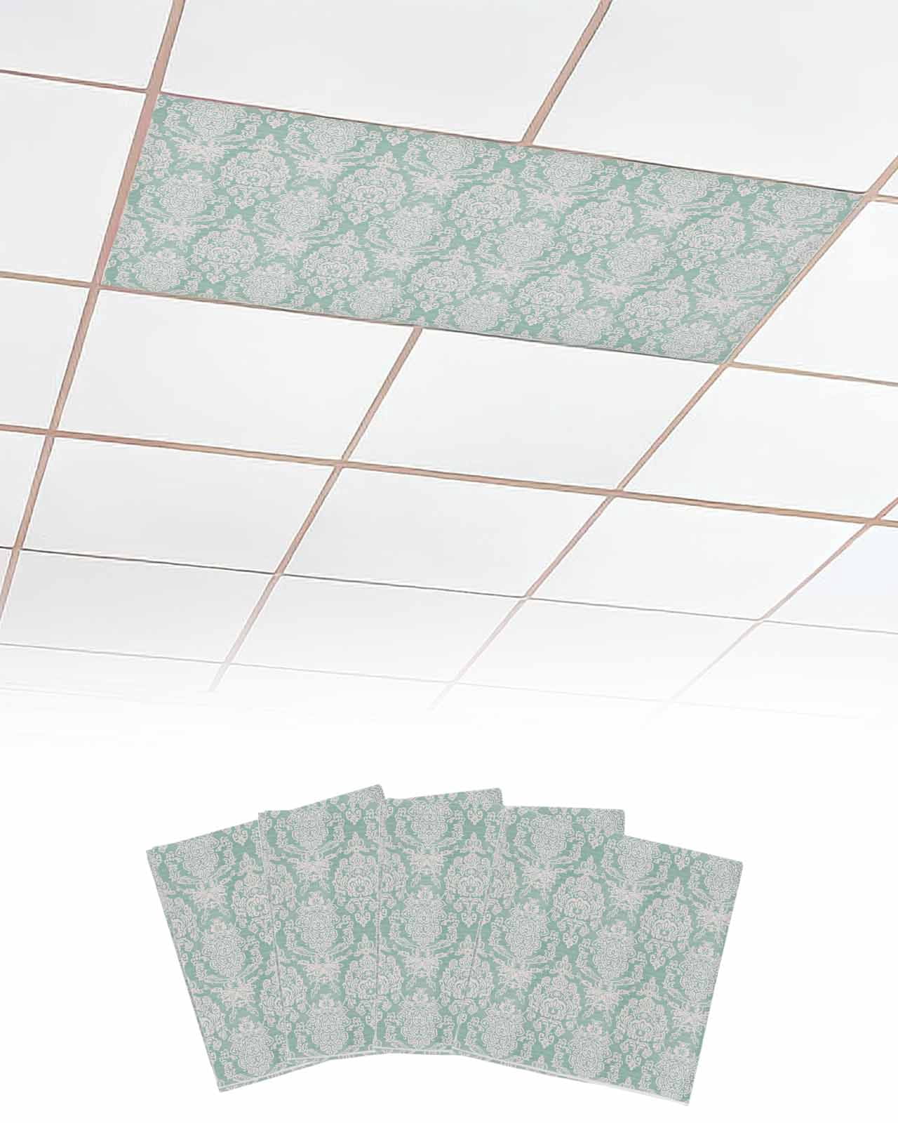 Fluorescent Light Covers for Ceiling Lights 4 Pack, Teal Boho Magnetic ...