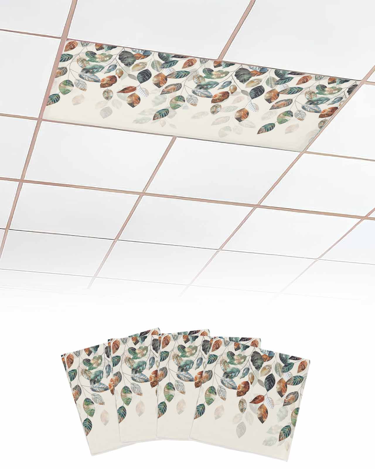 Fluorescent Light Covers for Ceiling Lights 4 Pack, Teal Brown ...