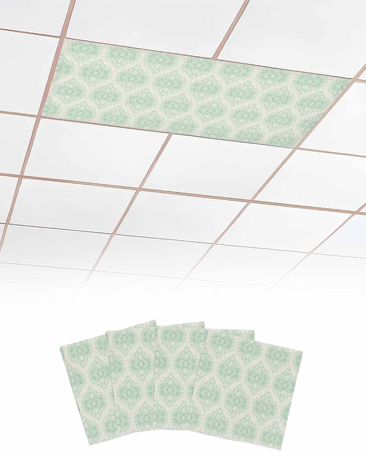 Fluorescent Light Covers for Ceiling Lights 4 Pack, Teal Ethnic Boho ...