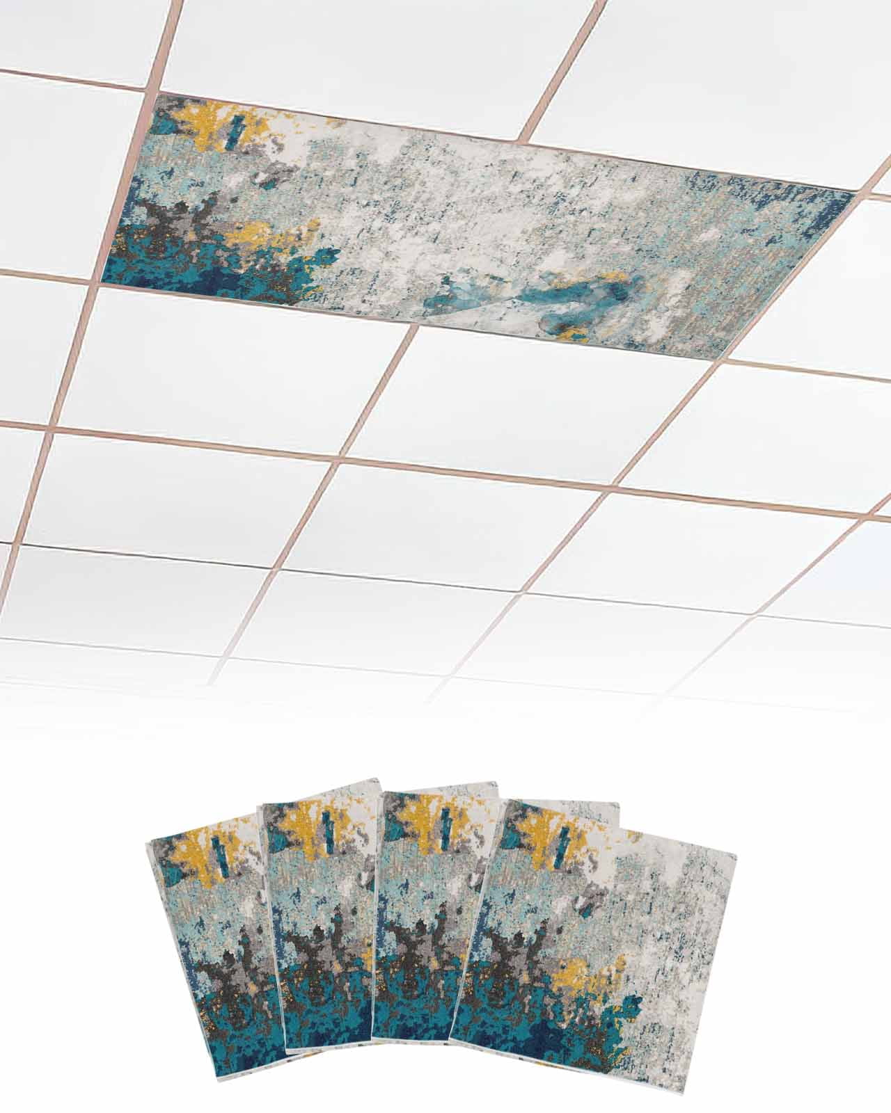 Fluorescent Light Covers for Ceiling Lights 4 Pack, Teal Grey Yellow ...