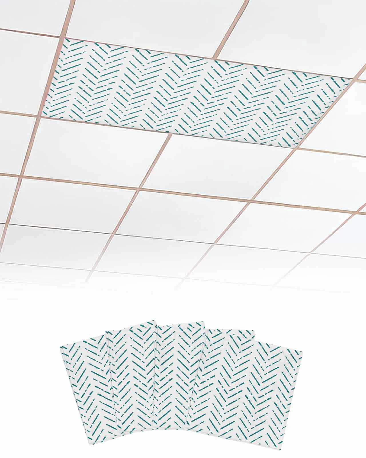 Fluorescent Light Covers for Ceiling Lights 4 Pack, Teal Striped ...