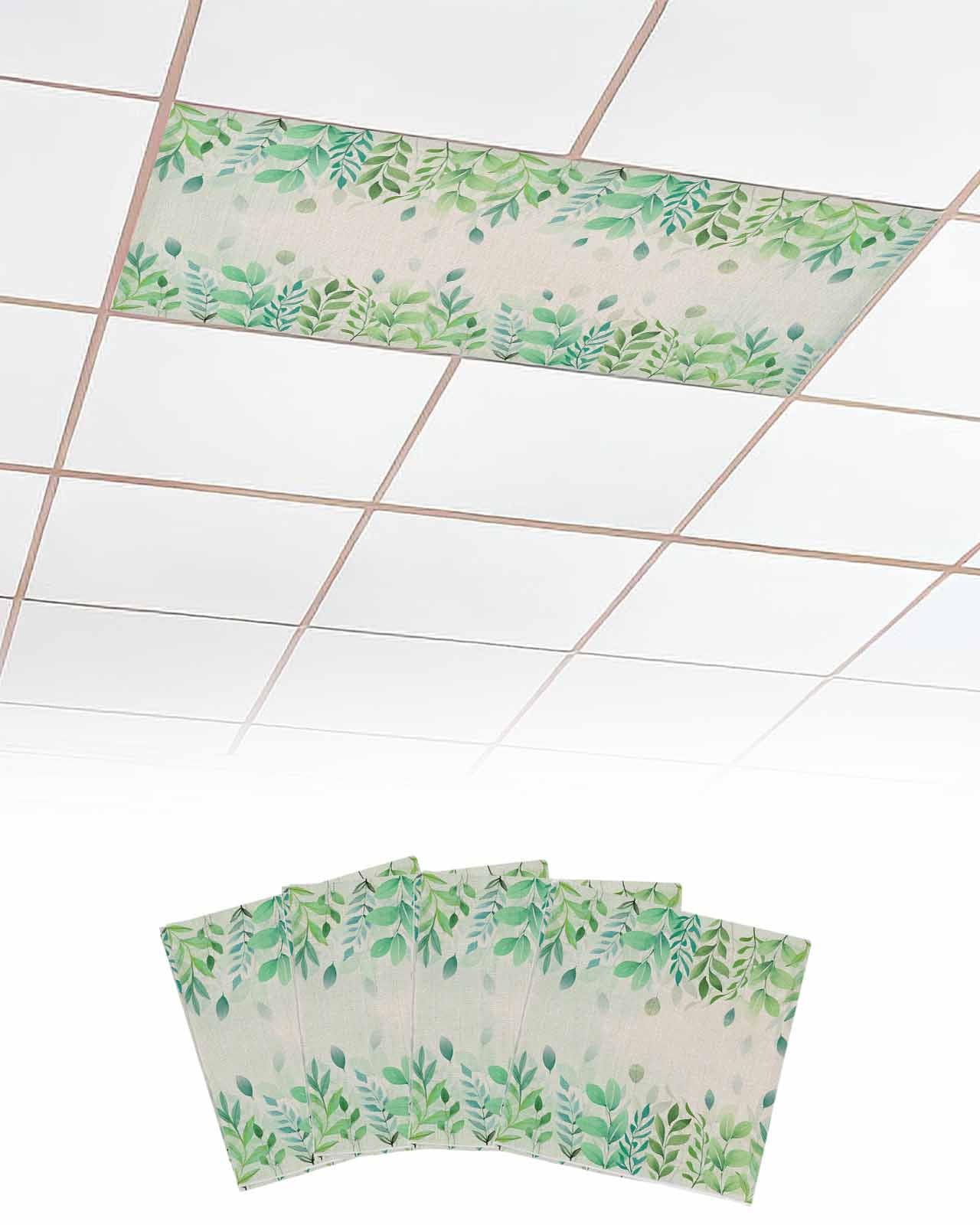 Fluorescent Light Covers for Ceiling Lights 4 Pack, Turquoise Botanical ...