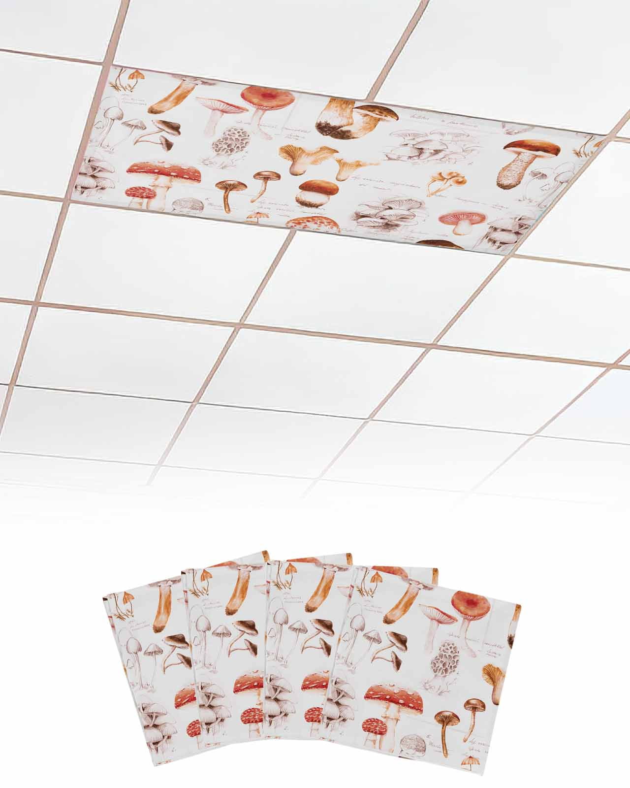 Fluorescent Light Covers for Ceiling Lights 4 Pack, Vintage Red ...