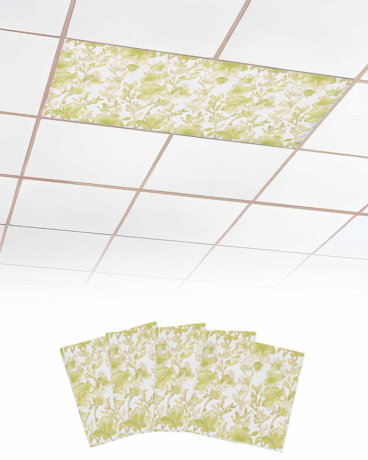 Fluorescent Light Covers for Ceiling Lights 4 Pack, Watercolor Yellow ...