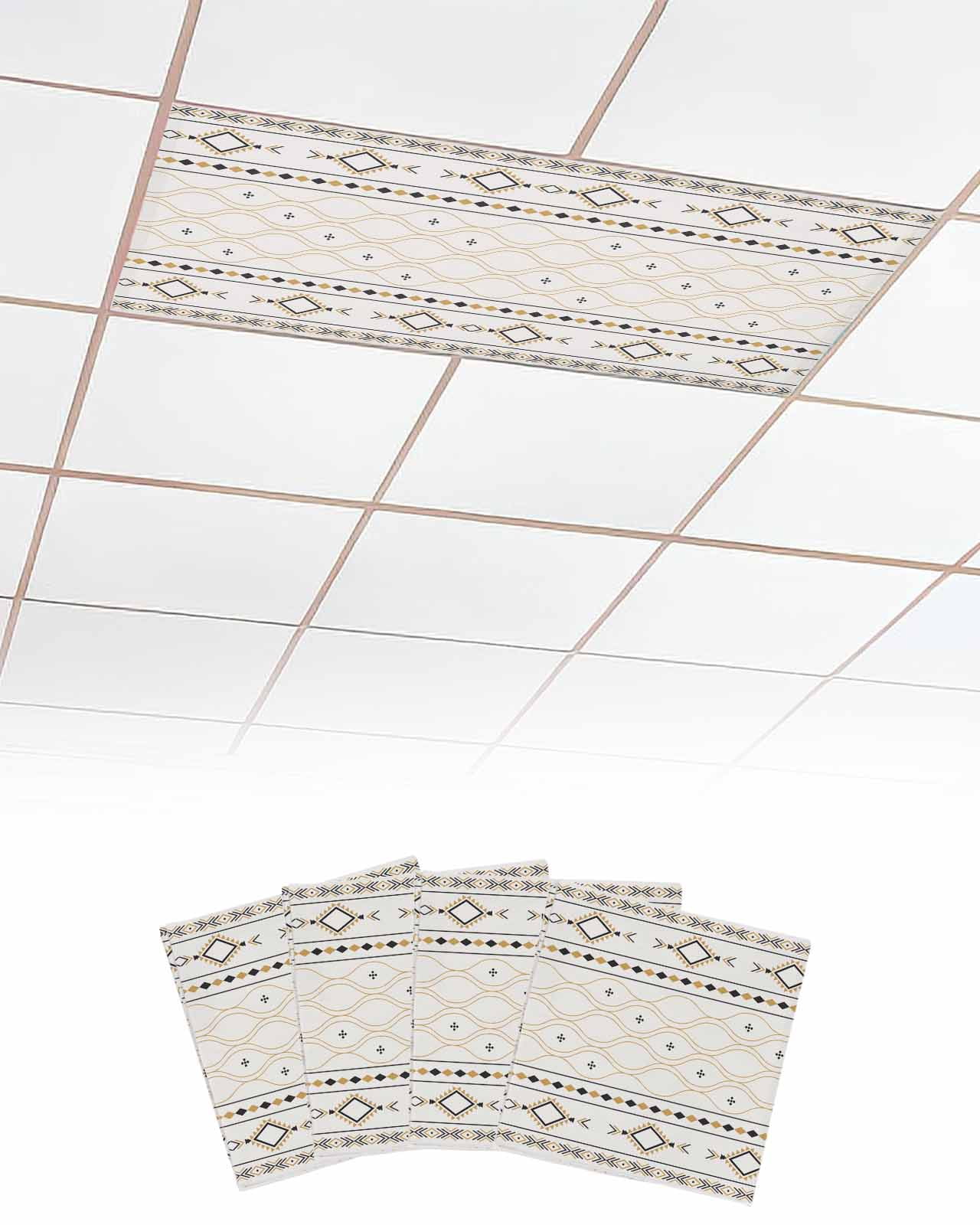 Fluorescent Light Covers for Ceiling Lights 4 Pack, Yellow Black ...