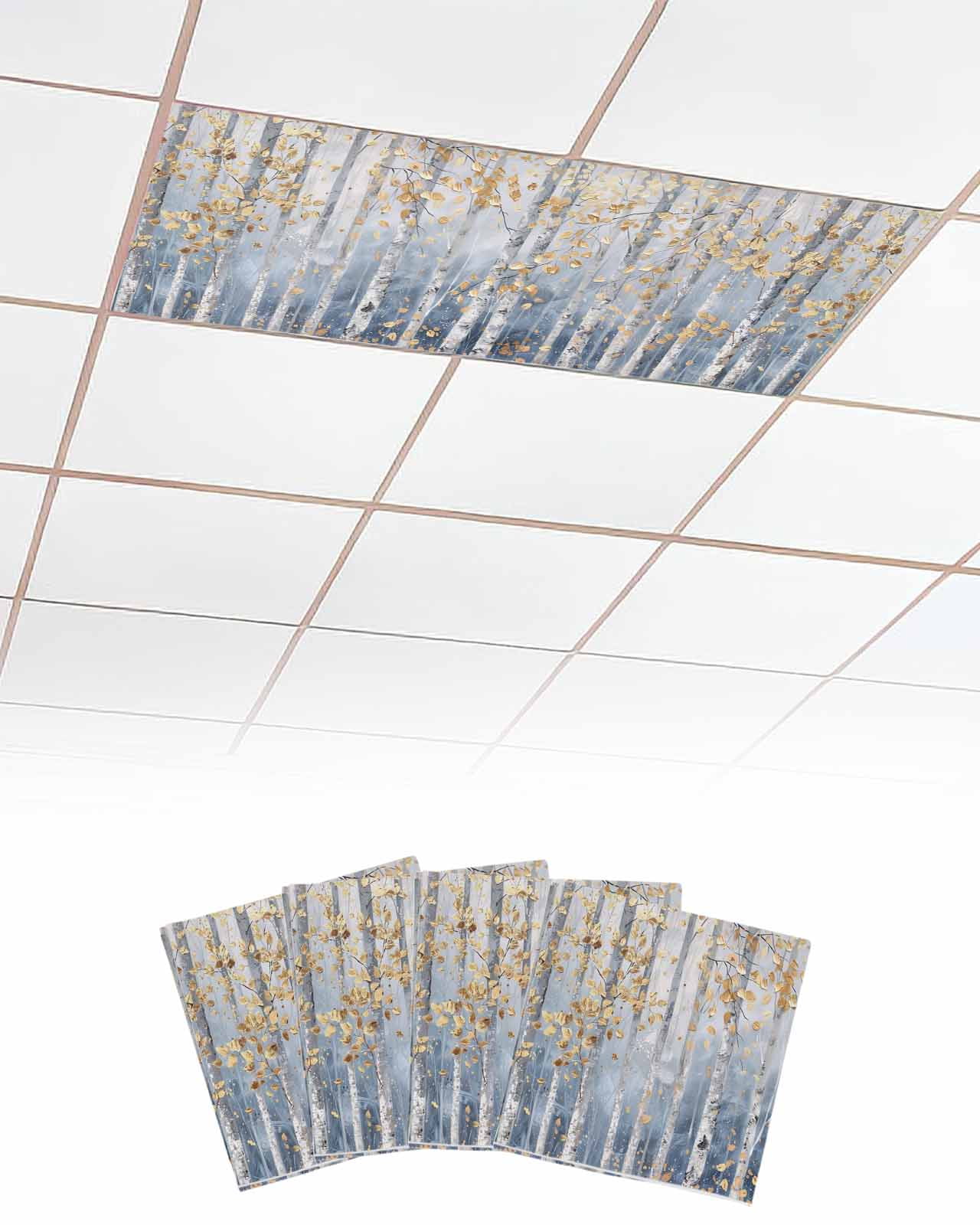 Fluorescent Light Covers for Ceiling Lights 4 Pack, Yellow Blue Forest ...