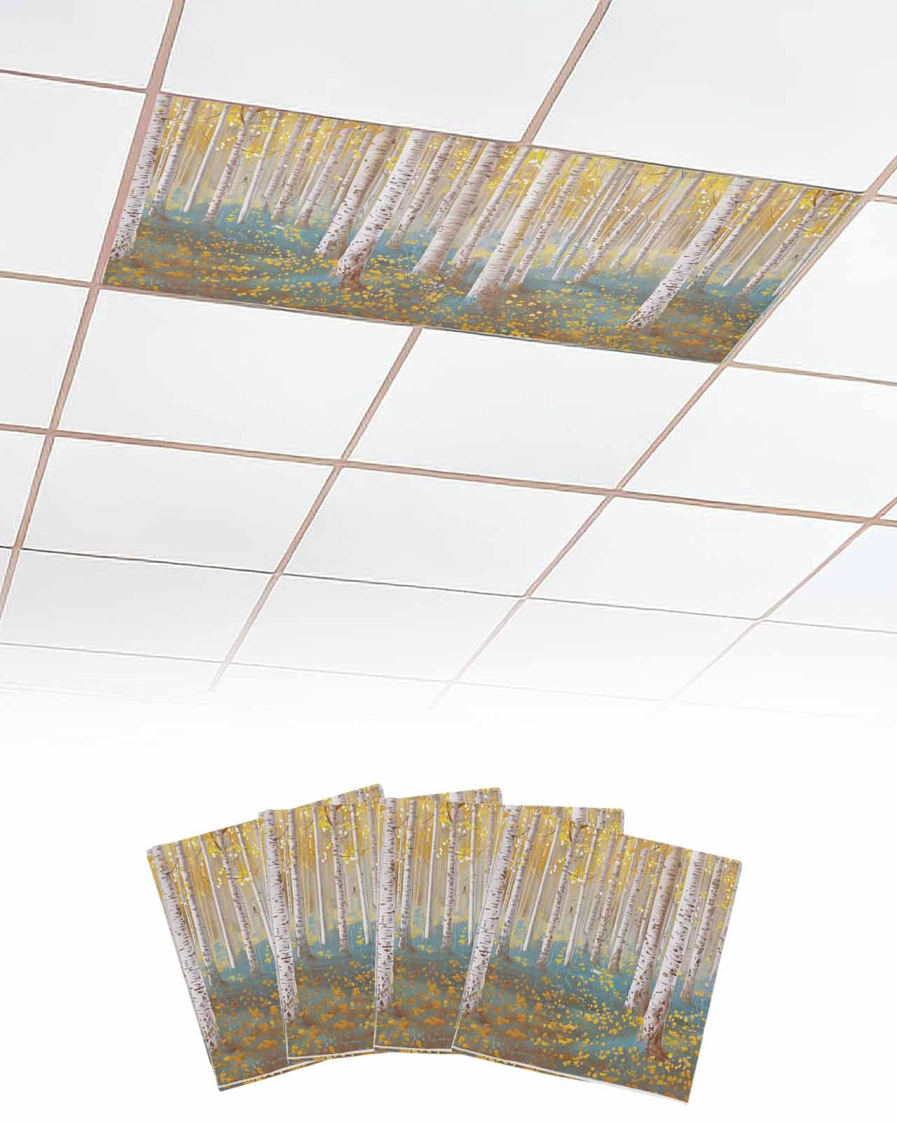 Fluorescent Light Covers for Ceiling Lights 4 Pack, Yellow Blue Oil ...