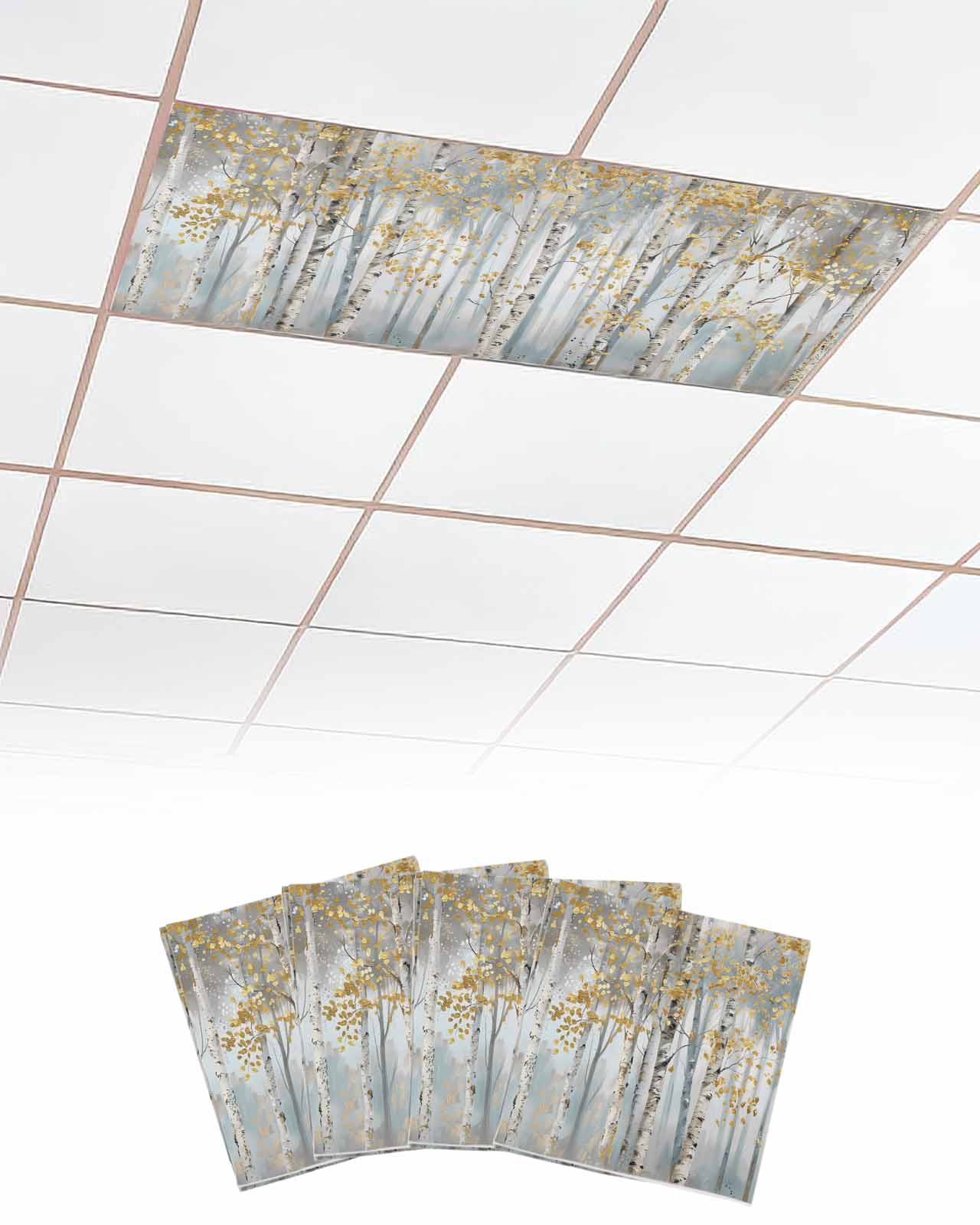 Fluorescent Light Covers for Ceiling Lights 4 Pack, Yellow Grey Forest ...