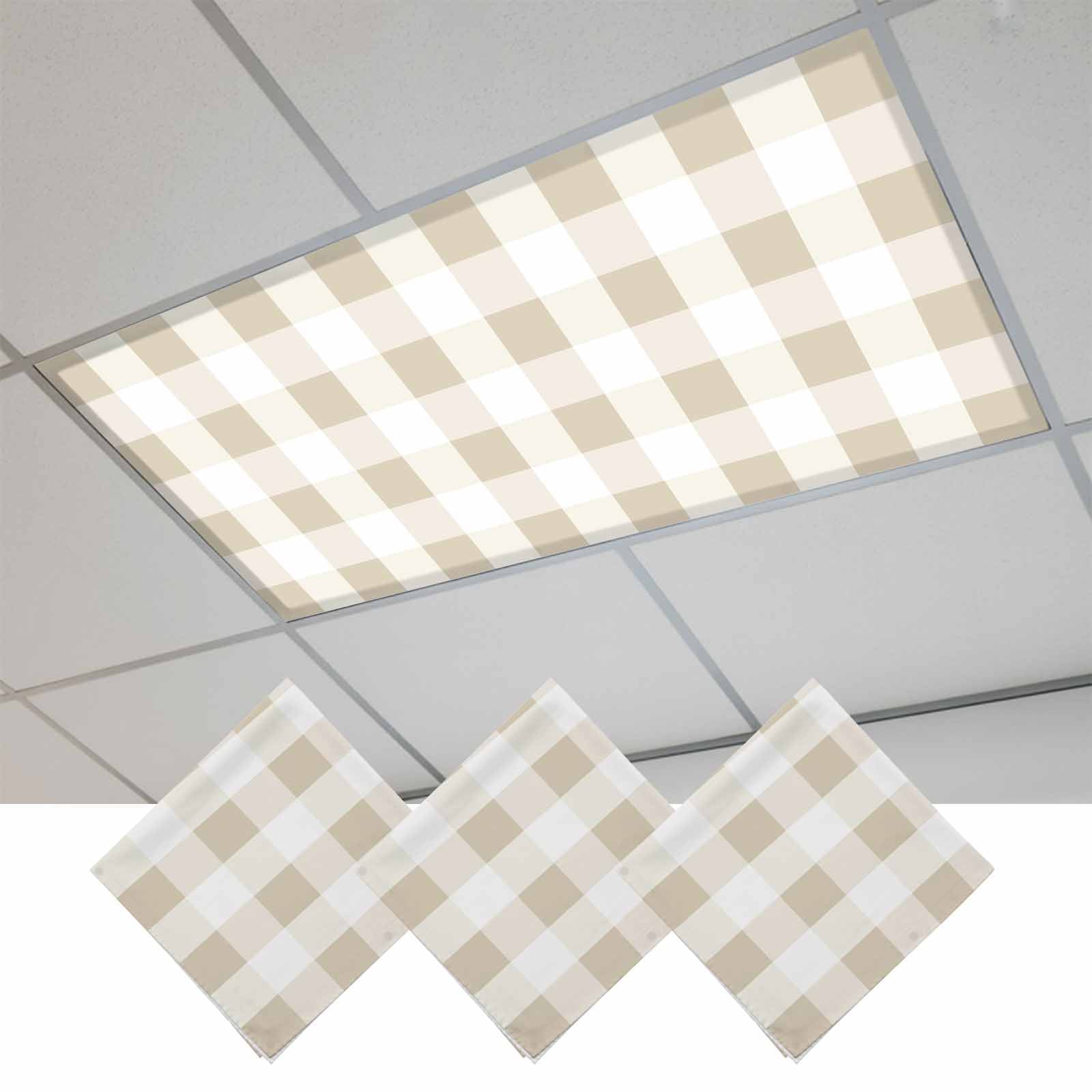 Fluorescent Light Covers for Ceiling Lights Classroom, Beige Plaid ...