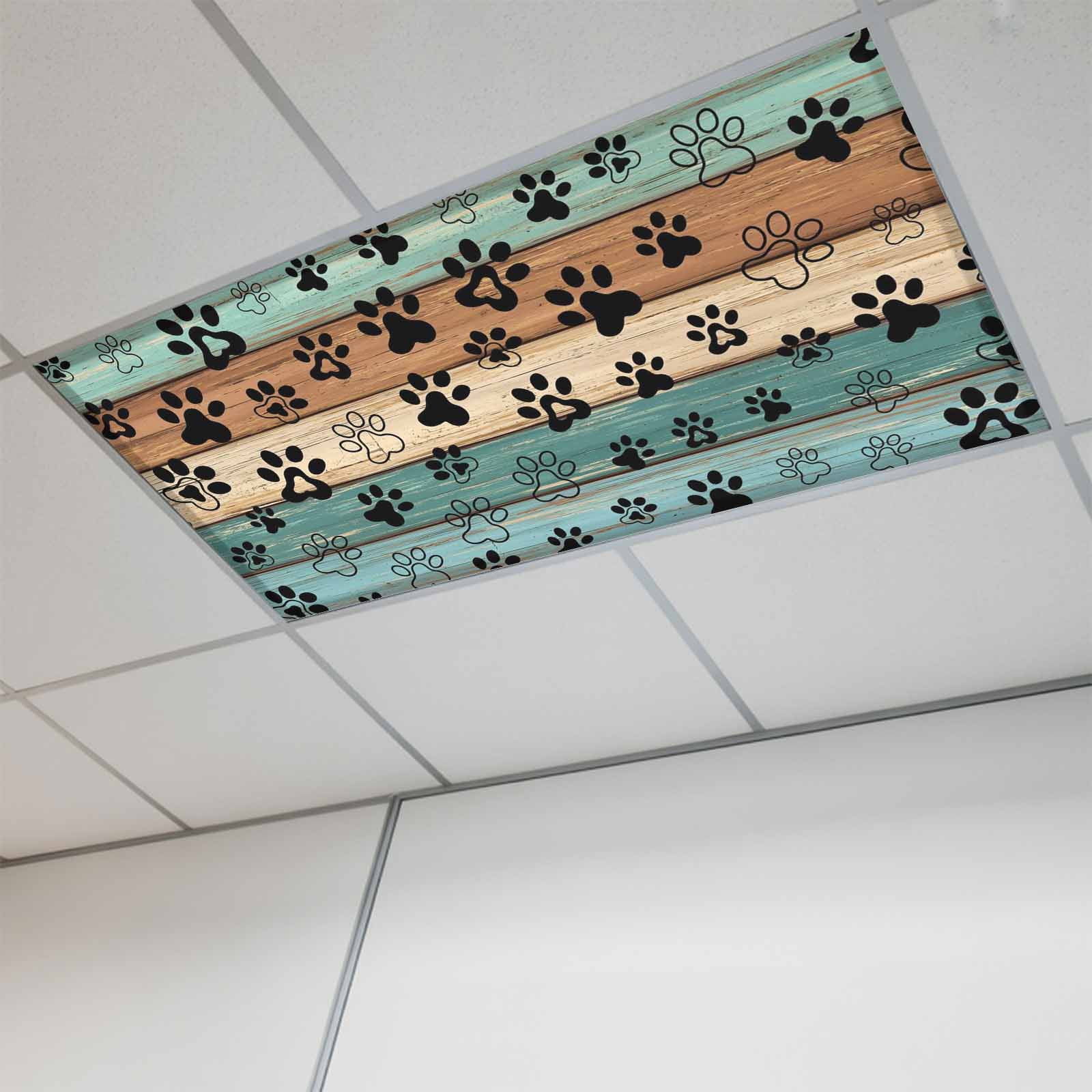 Fluorescent Light Covers for Ceiling Lights Classroom, Black Dog Paw ...