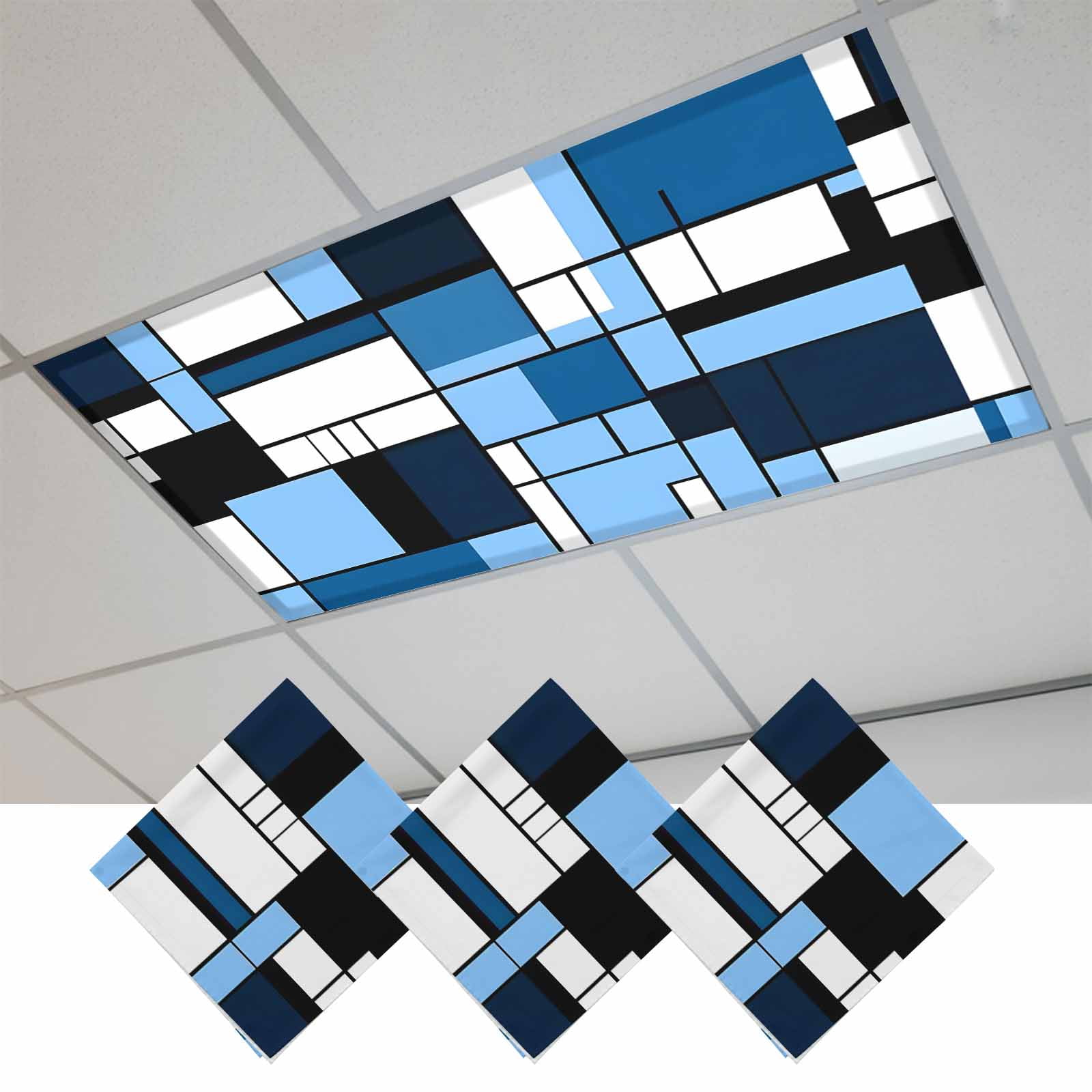 Fluorescent Light Covers for Ceiling Lights Classroom, Blue Black ...
