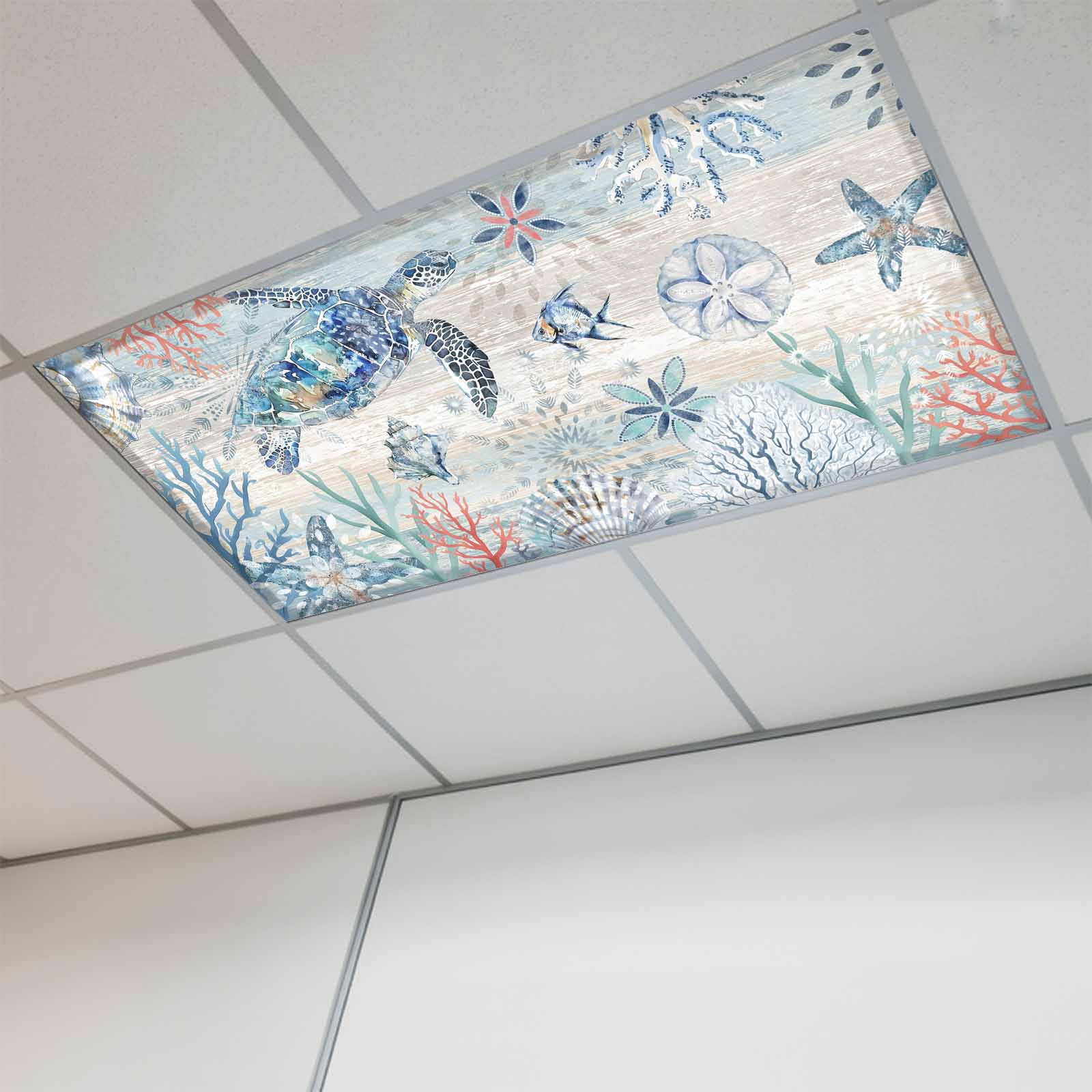 Fluorescent Light Covers for Ceiling Lights Classroom, Blue Coastal ...