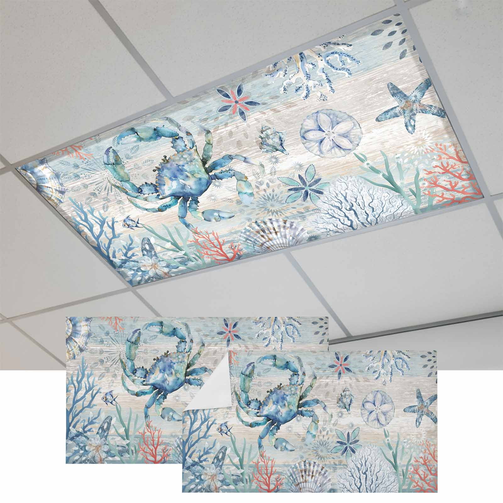 Fluorescent Light Covers for Ceiling Lights Classroom, Blue Coastal ...