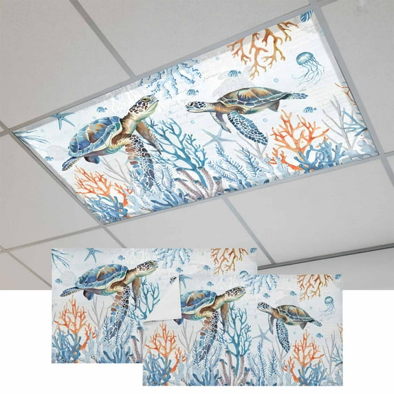 Fluorescent Light Covers for Ceiling Lights Classroom, Blue Coastal ...