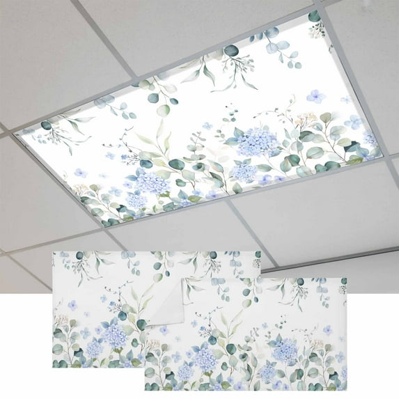 Fluorescent Light Covers for Ceiling Lights Classroom, Blue Floral ...