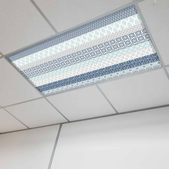 Fluorescent Light Covers for Ceiling Lights Classroom, Blue Grey Boho ...