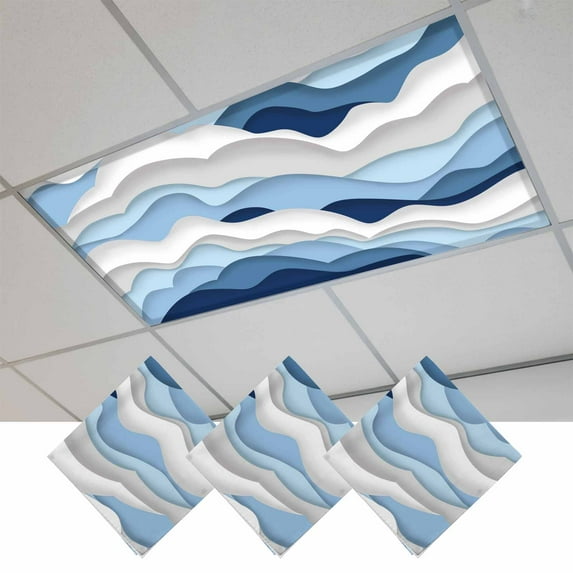 Fluorescent Light Covers for Ceiling Lights Classroom, Blue Navy Grey ...