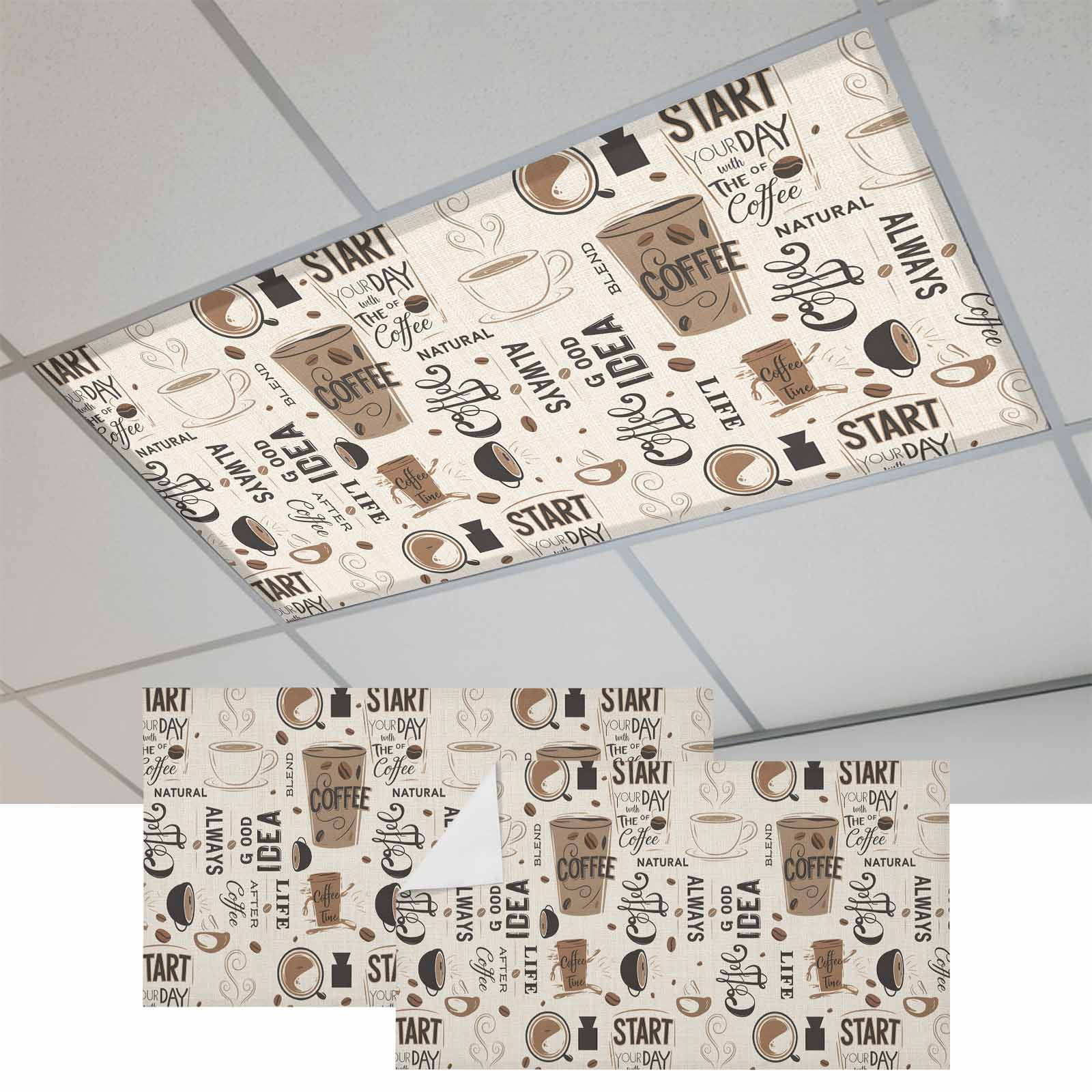 Fluorescent Light Covers for Ceiling Lights Classroom, Brown Coffee Cup ...
