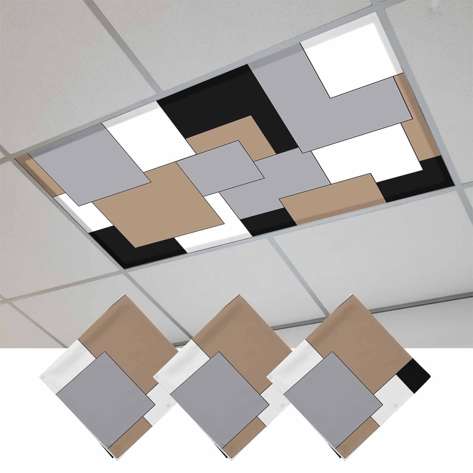 Fluorescent Light Covers for Ceiling Lights Classroom, Brown Gray Color ...