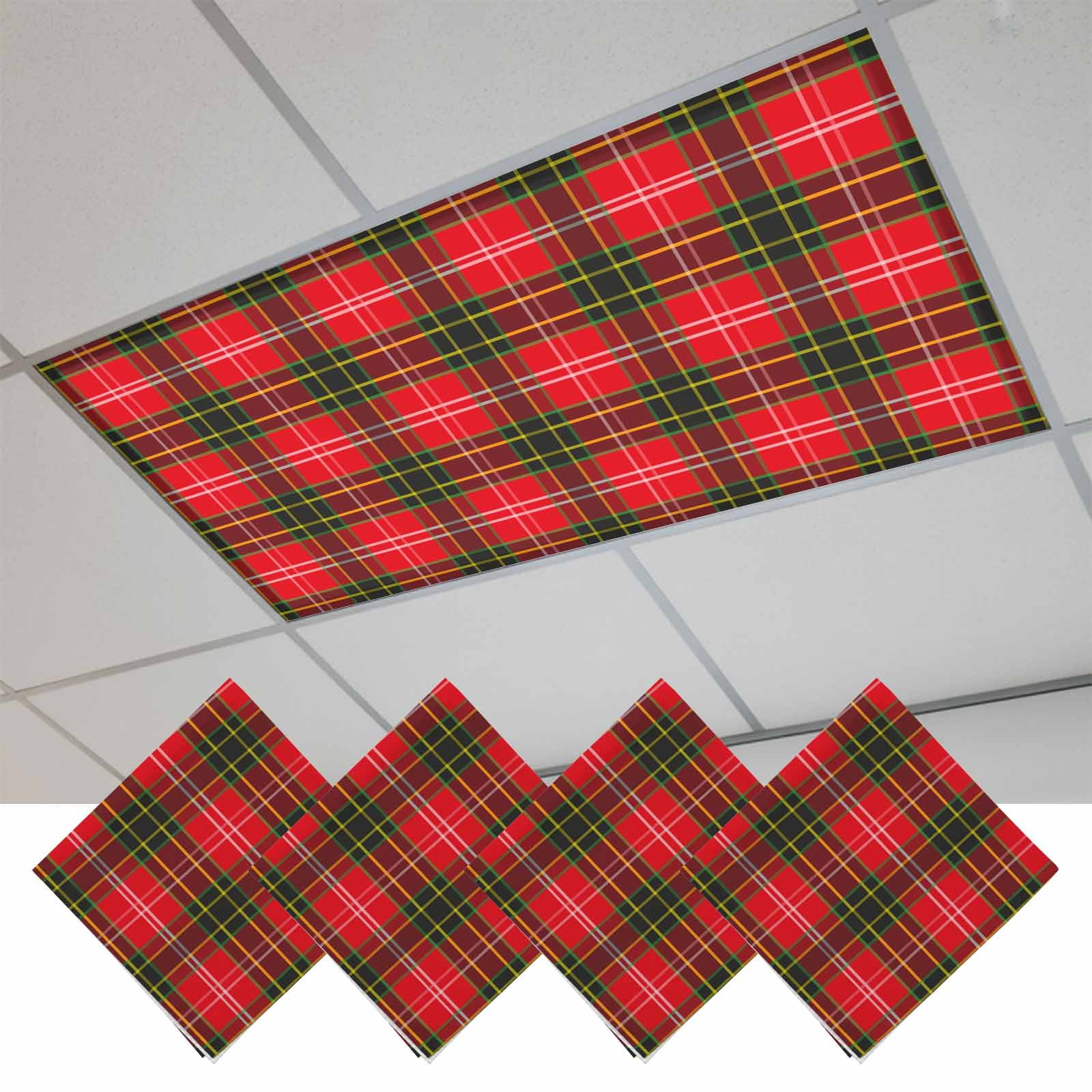 Fluorescent Light Covers for Ceiling Lights Classroom, Christmas Plaid ...