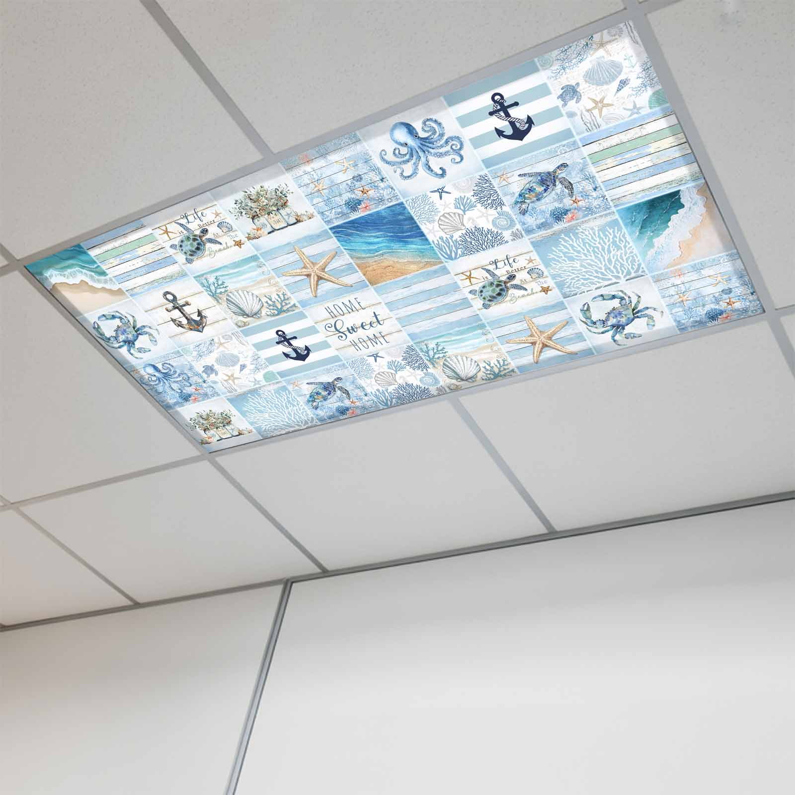 Fluorescent Light Covers for Ceiling Lights Classroom, Coastal Magnetic ...