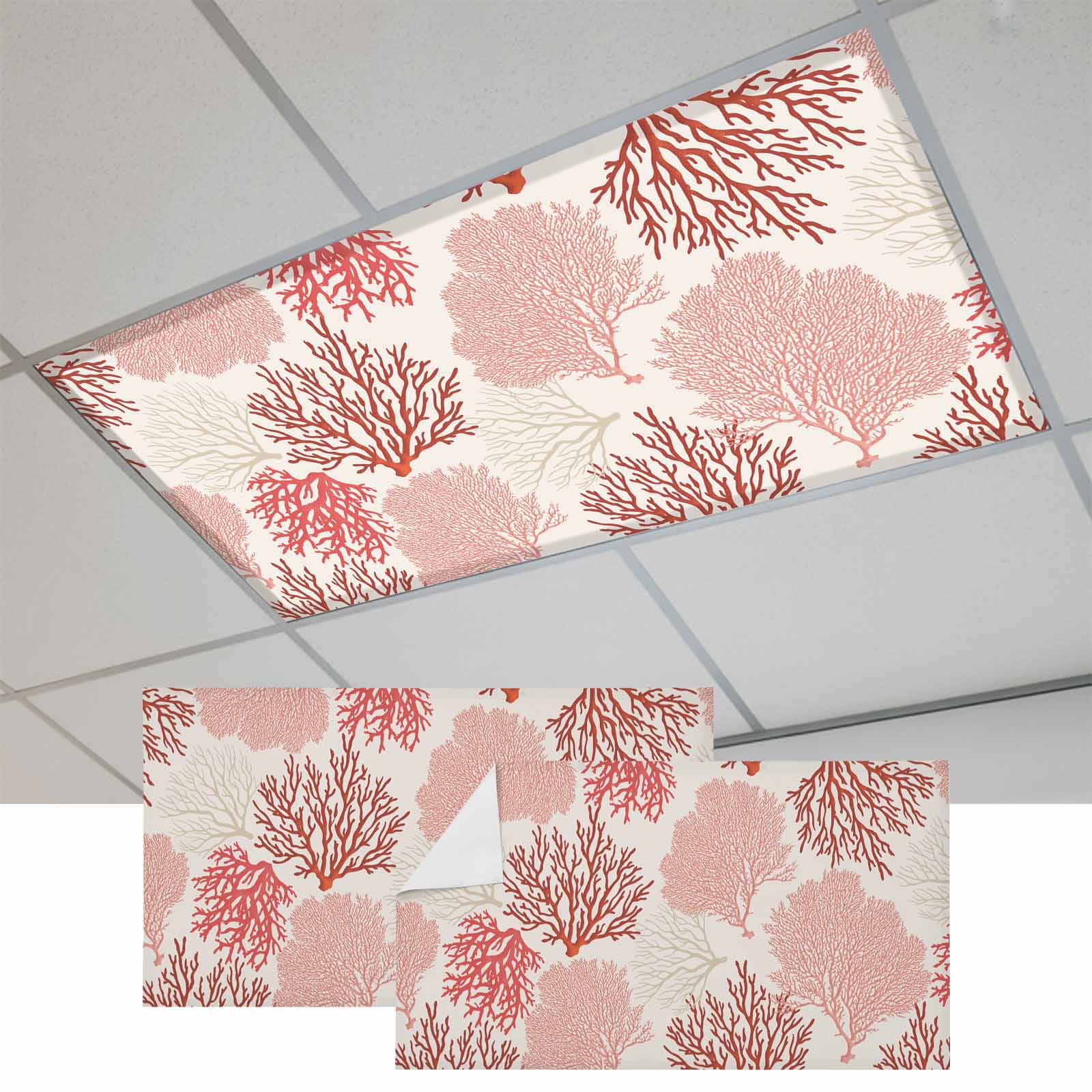 Fluorescent Light Covers for Ceiling Lights Classroom, Coral Pink Red ...