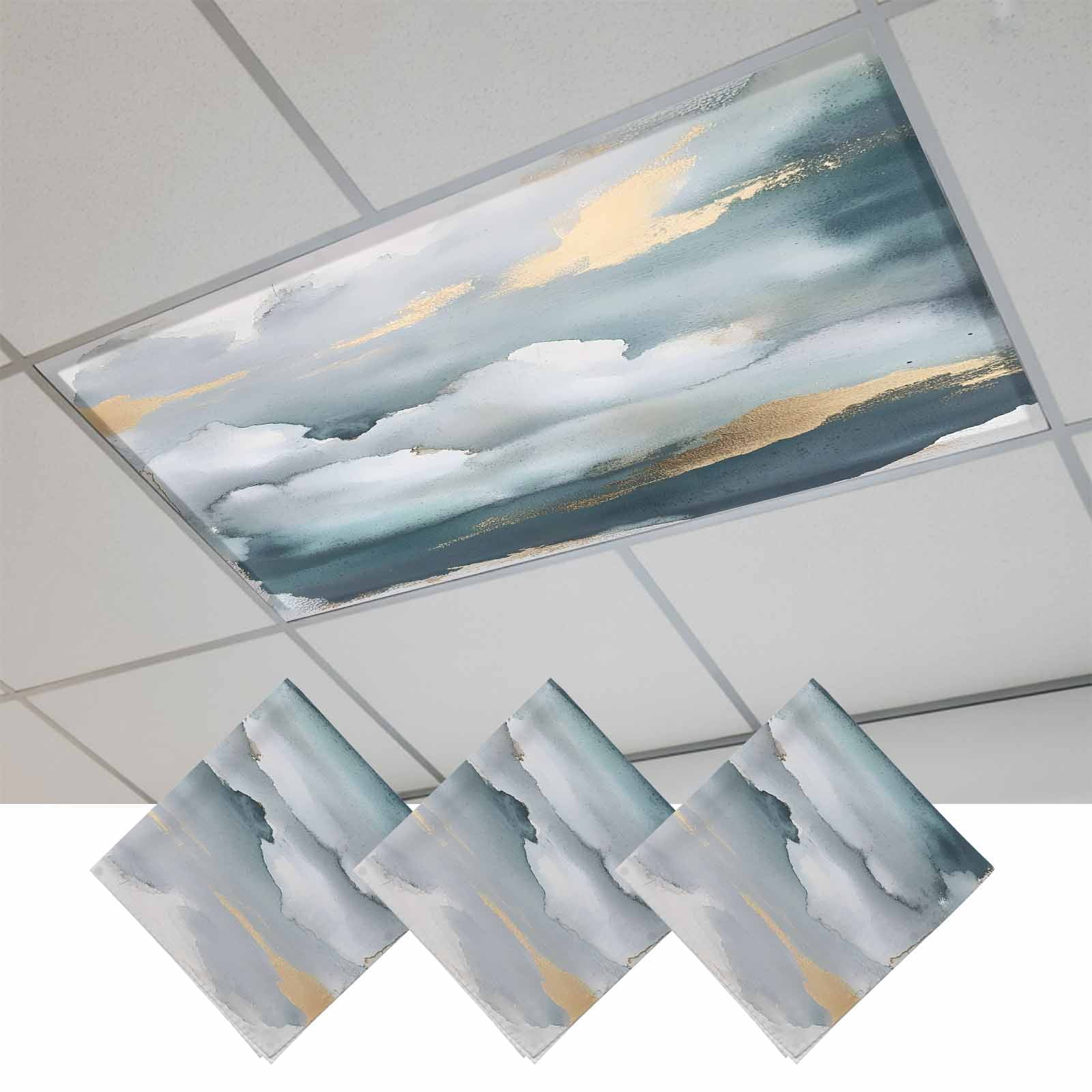 Fluorescent Light Covers for Ceiling Lights Classroom, Dark Teal Blue ...
