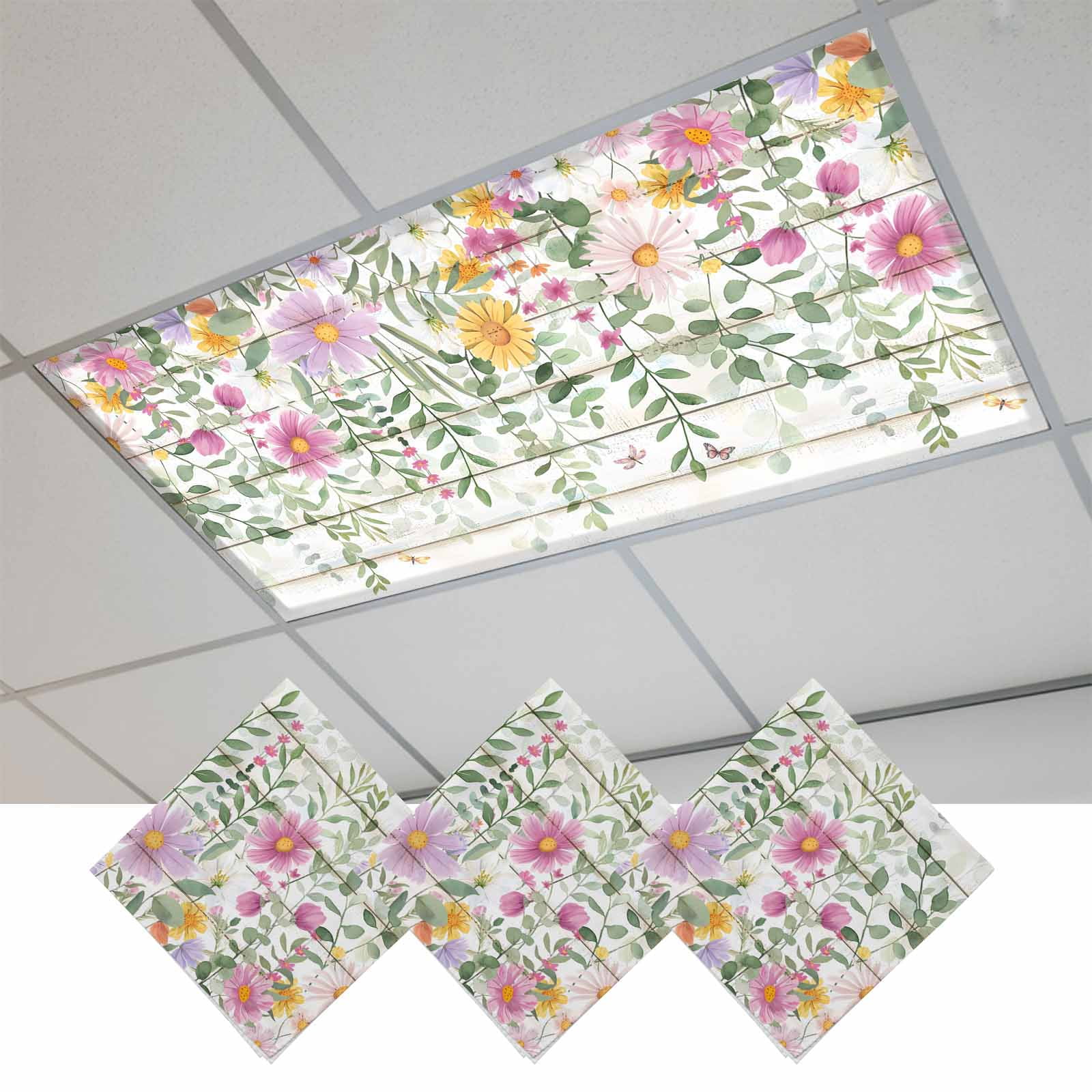 Fluorescent Light Covers for Ceiling Lights Classroom, Farmhouse Rustic ...