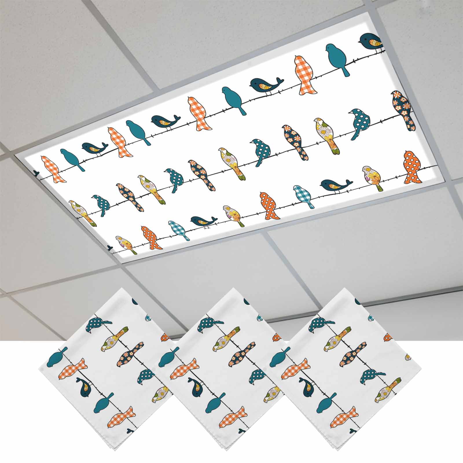 Fluorescent Light Covers for Ceiling Lights Classroom, Floral Birds ...