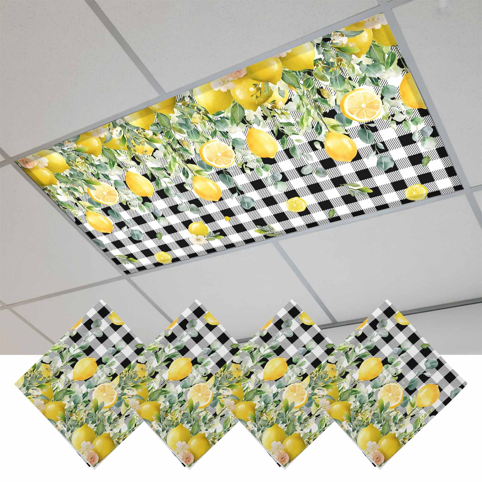 Fluorescent Light Covers for Ceiling Lights Classroom, Gingham ...