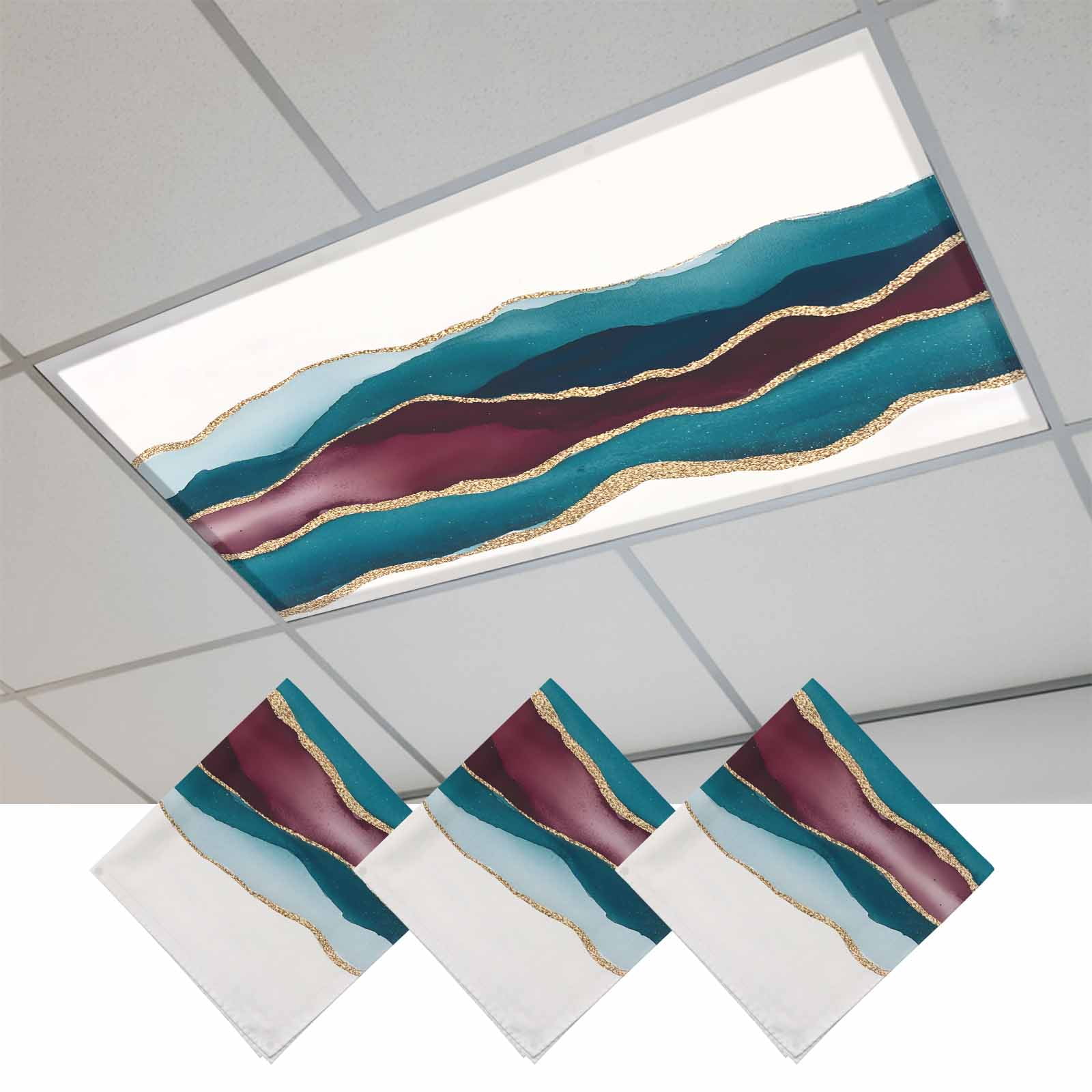 Fluorescent Light Covers for Ceiling Lights Classroom, Gold Teal Wine ...