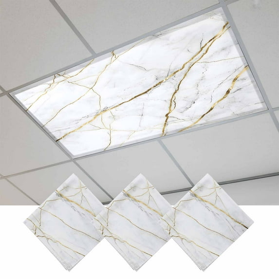 Fluorescent Light Covers for Ceiling Lights Classroom, Gray White Gold ...