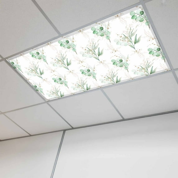 Fluorescent Light Covers for Ceiling Lights Classroom, Green Watercolor ...