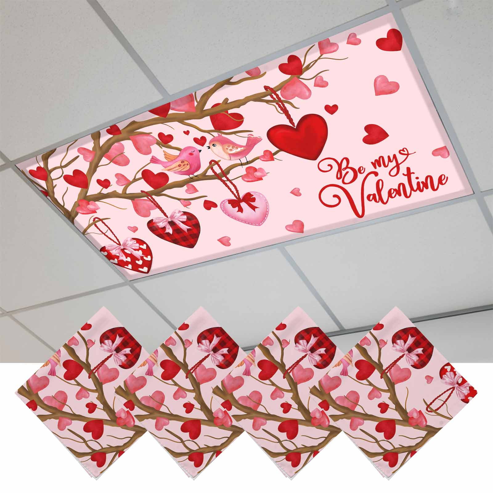 Fluorescent Light Covers for Ceiling Lights Classroom, Pink Valentine's ...
