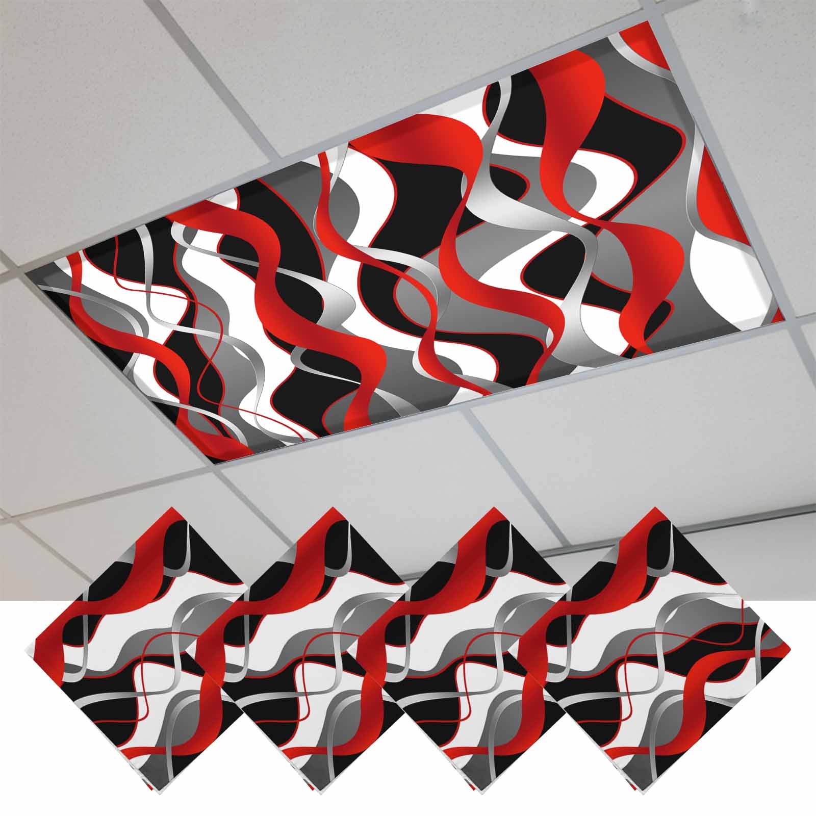 Fluorescent Light Covers for Ceiling Lights Classroom, Red Black Grey ...