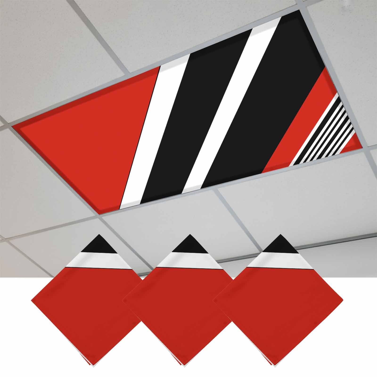 Fluorescent Light Covers for Ceiling Lights Classroom, Red Black Lines ...
